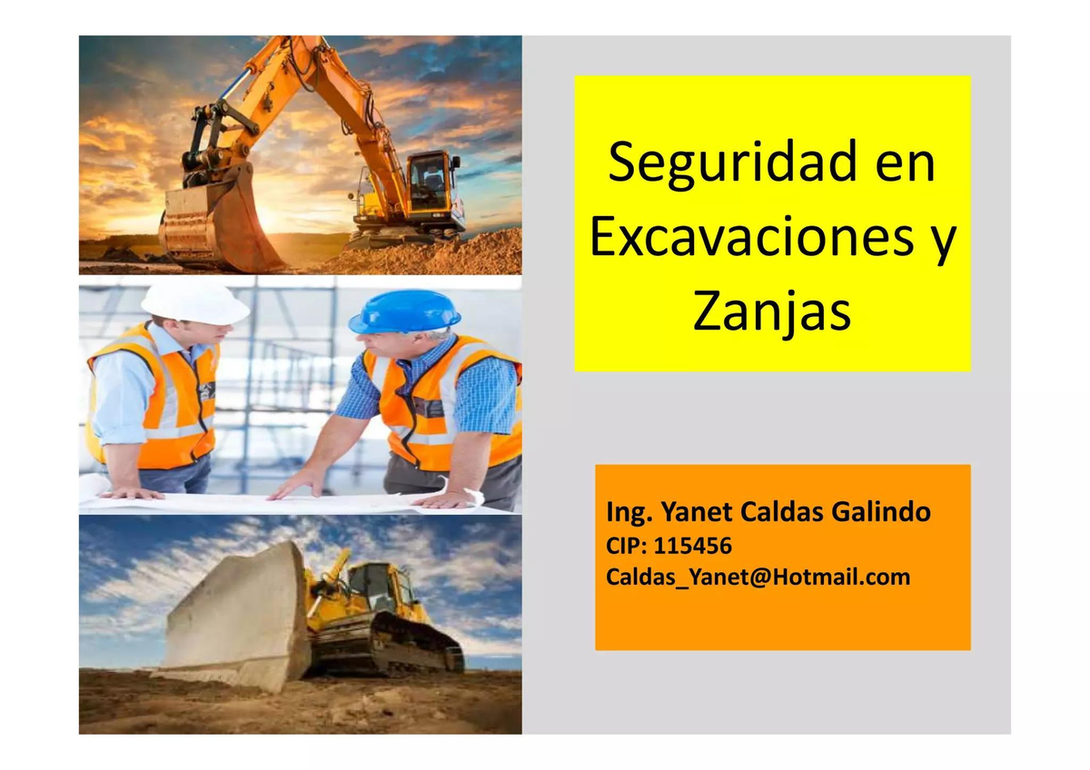 Seguridad en Excavaciones: Peligros y Riesgos - CIP 115456 - Studocu