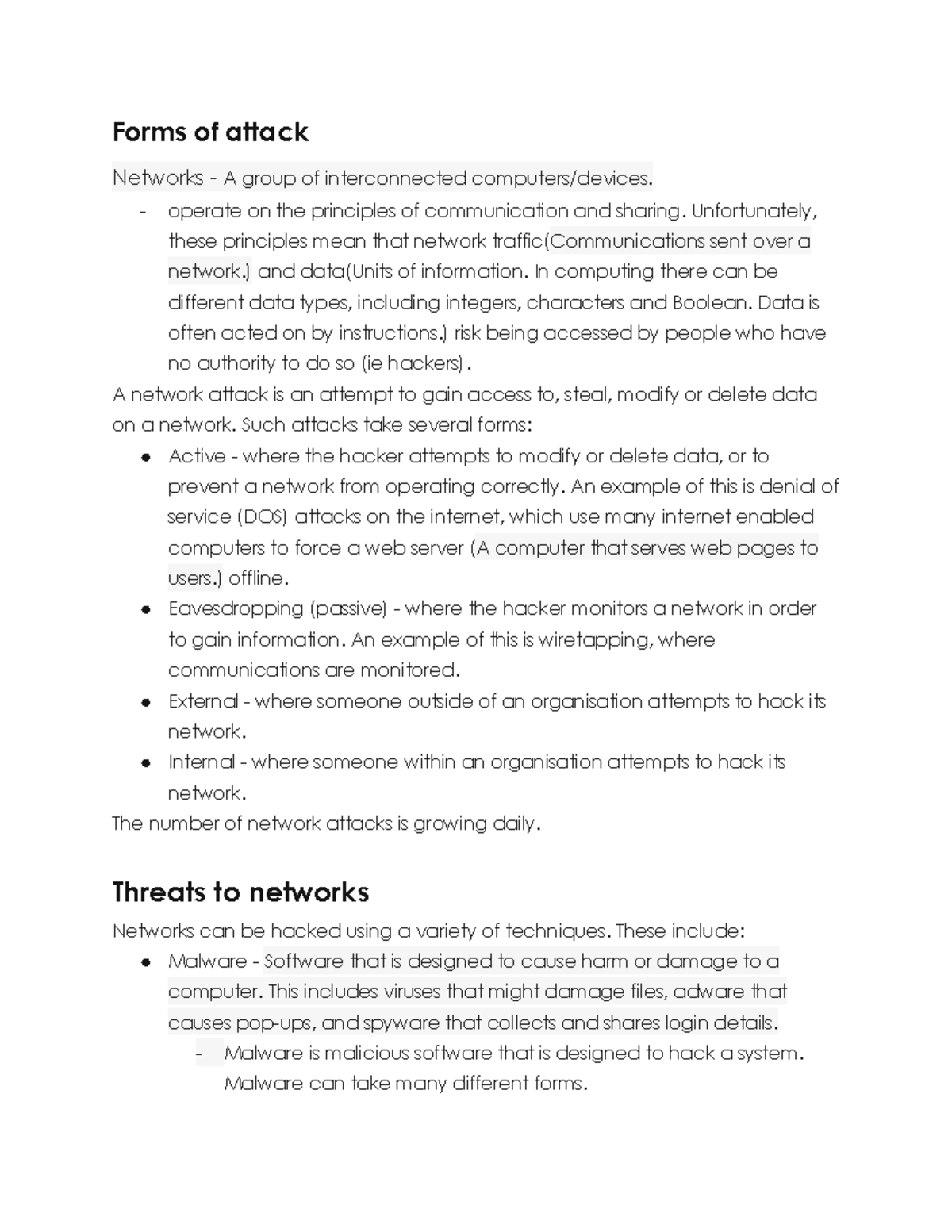 Forms of Attack in Networks: Understanding Threats and Vulnerabilities ...