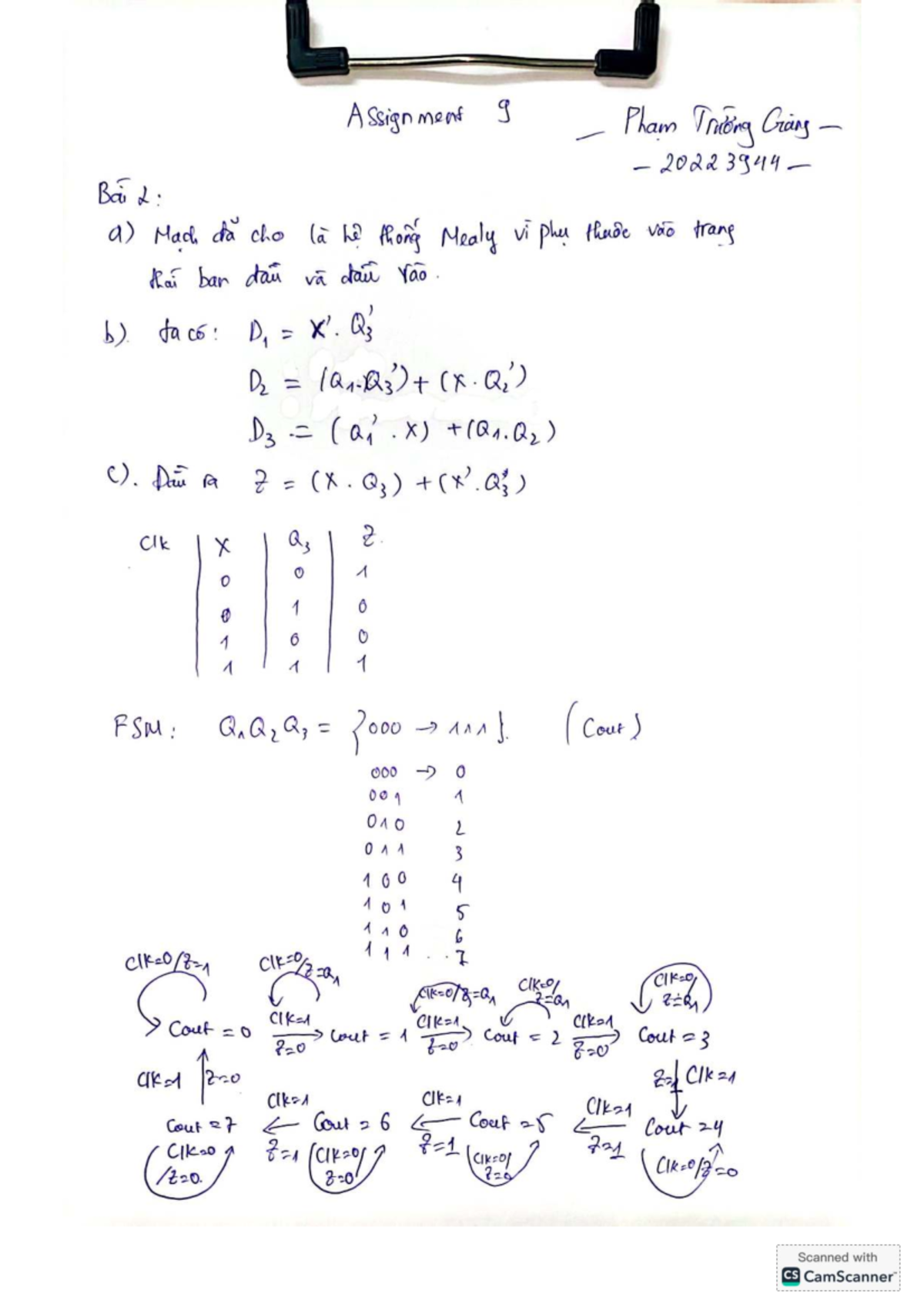 Assignment 9: Mealy Machine Design and FSM Analysis 20223944 - Studocu