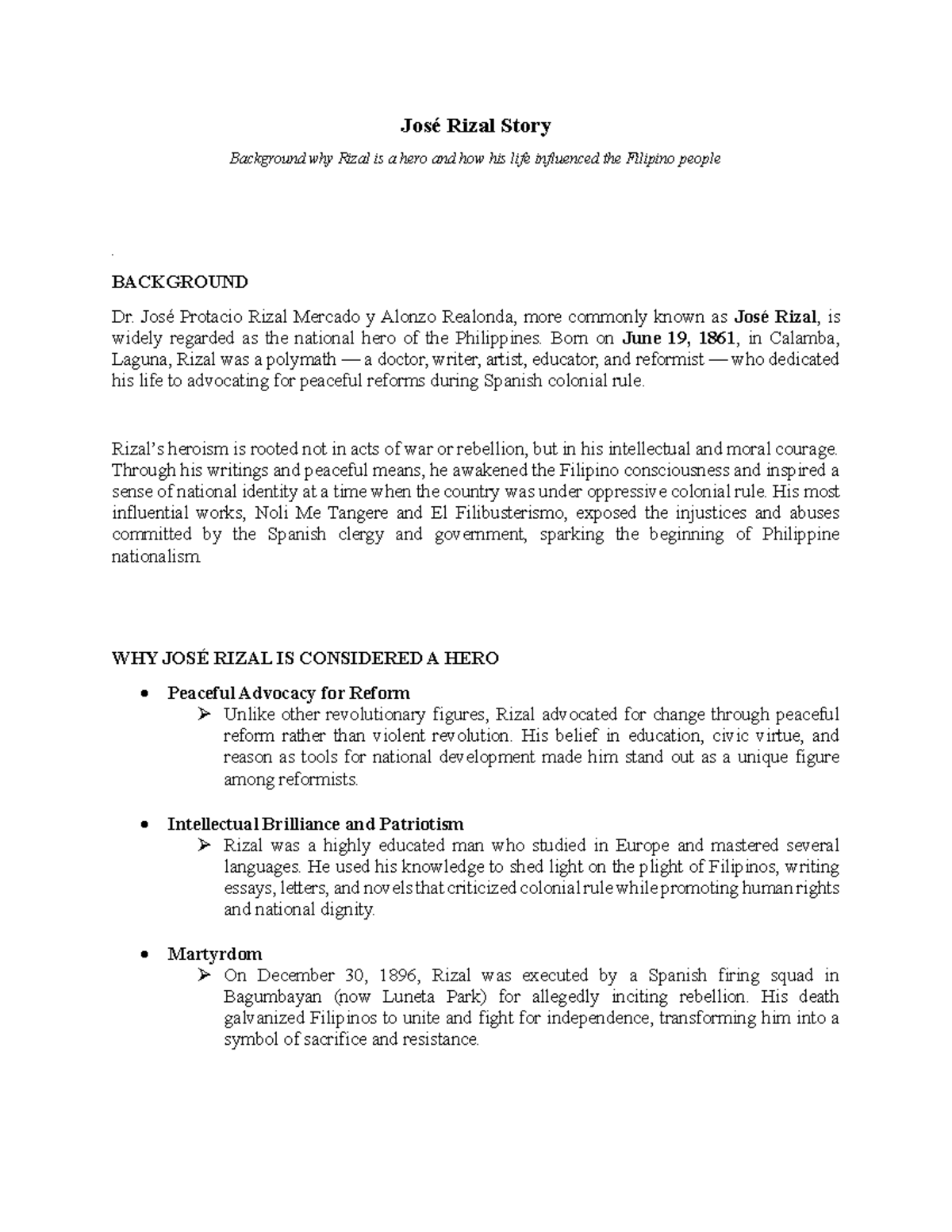 José Rizal: Heroism, Influence, and Legacy in Filipino Nationalism ...