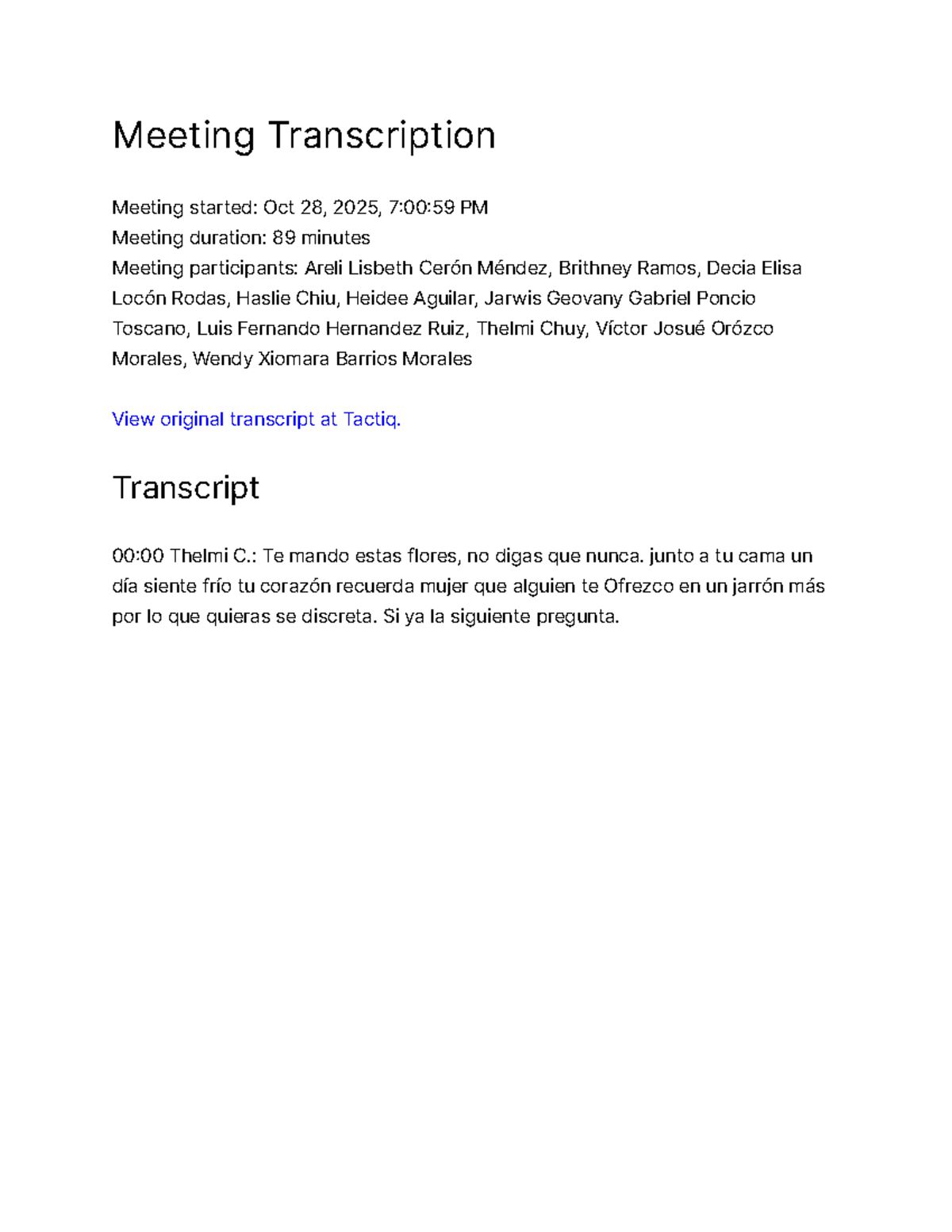 Meeting Transcription: Key Insights from Oct 28, 2025 Session - Studocu