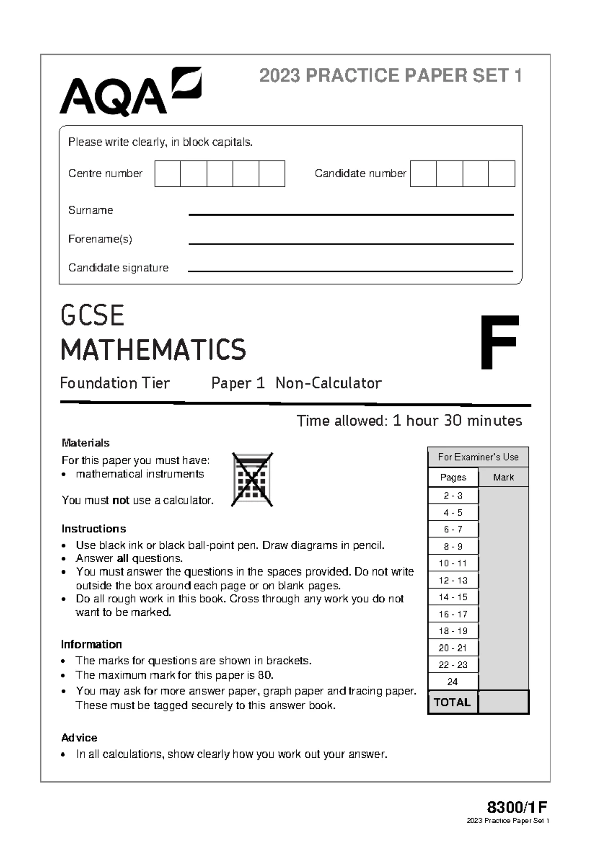 Edexcel GCSE Maths 1MA1/1H Mock Set 9 Mark Scheme Analysis - Studocu
