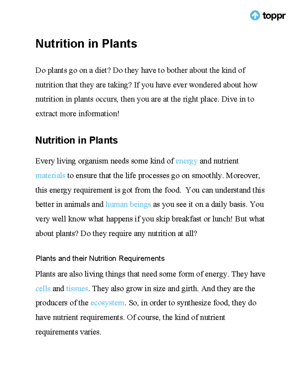 Class 10 Science Chapter 6 Life Processes Revision Notes - Nutrition in ...