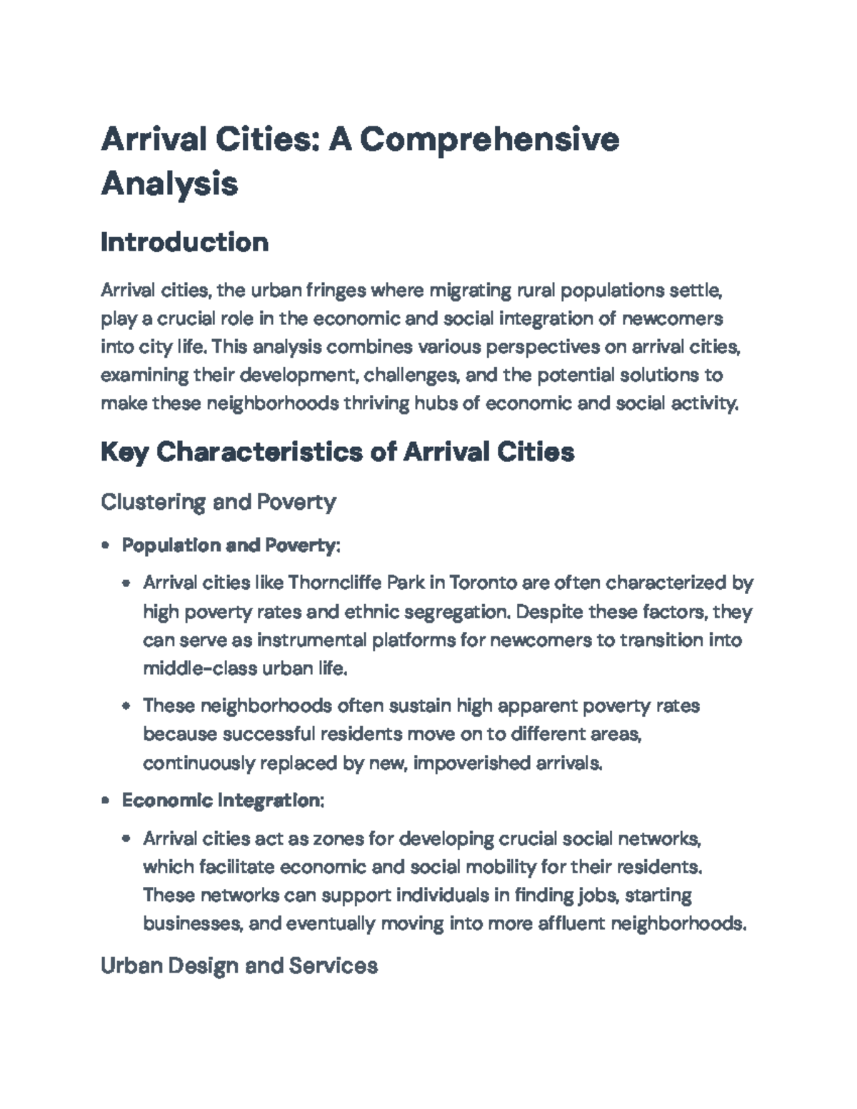 Arrival Cities: Challenges and Solutions for Effective Integration ...