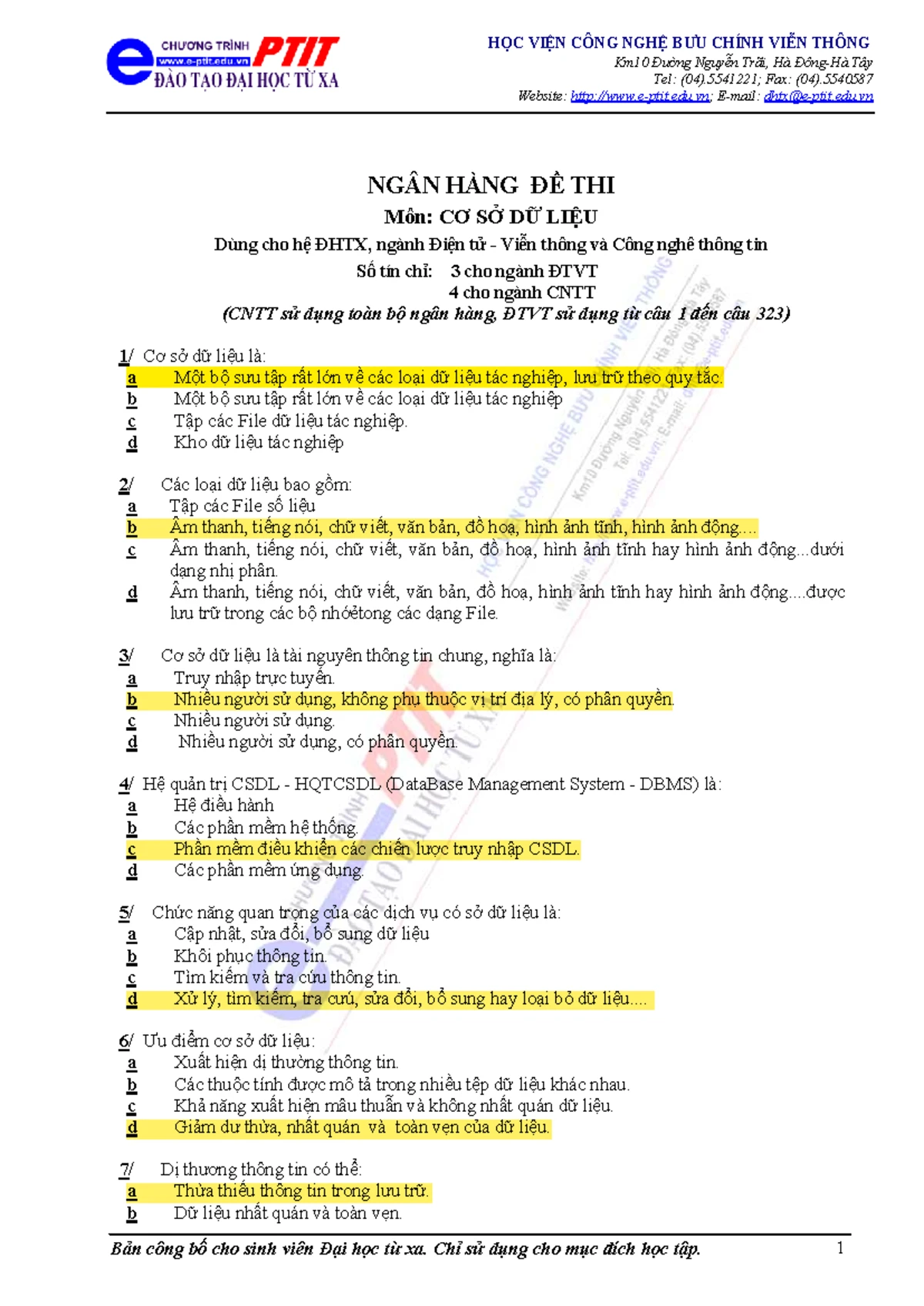 Ngân-hàng - Ngân hàng cơ sở dữ liệu ptit - H伃⌀C VI쨃⌀N CÔNG NGH쨃⌀ BƯU CH䤃ĀNH VI쨃̀N THÔNG KHOA ...