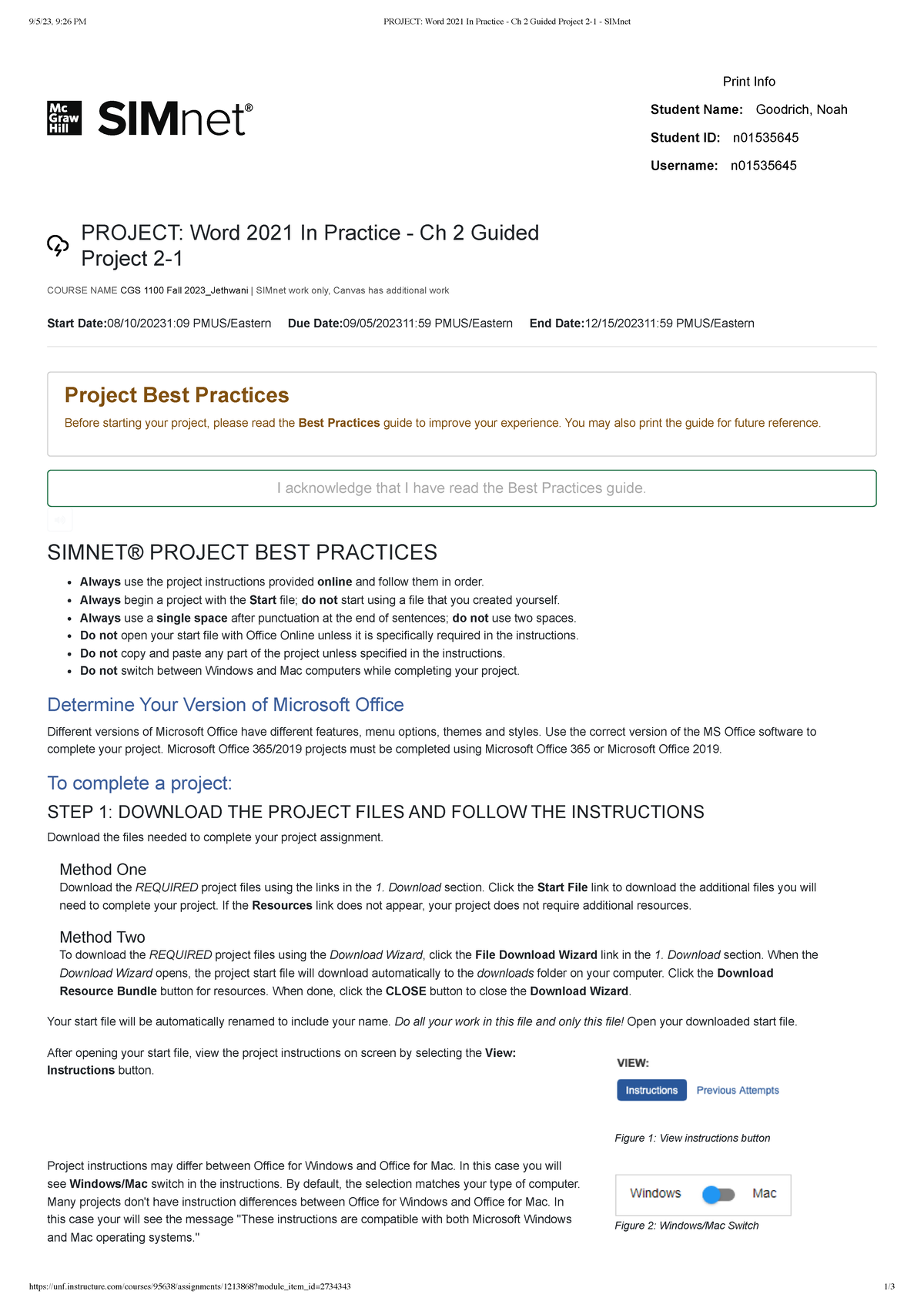 CGS 1100 Fall 2023: Word 2021 in Practice - Ch 2 Guided Project - Studocu