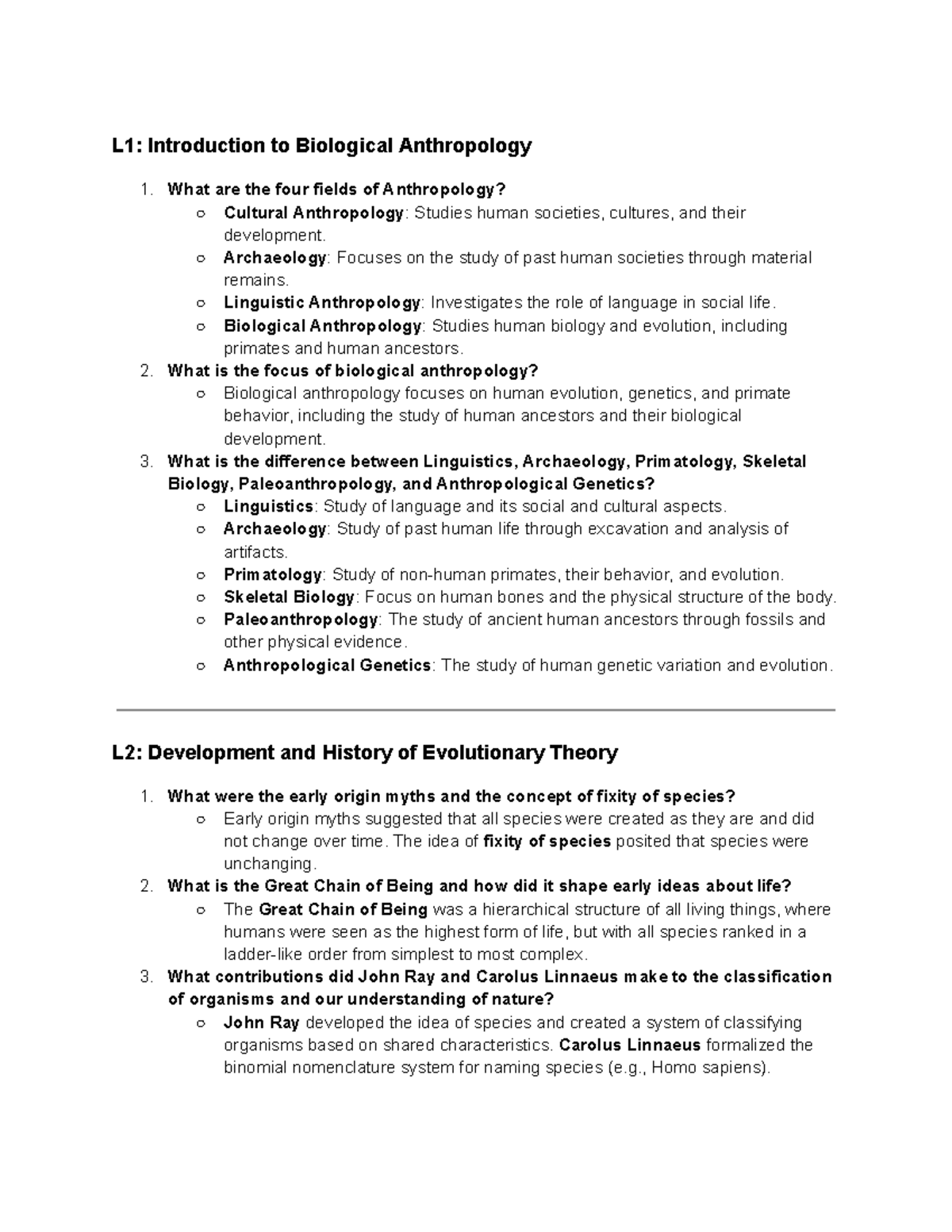 Comprehensive Study Notes on Evolutionary Biology (BIO 101) - Studocu