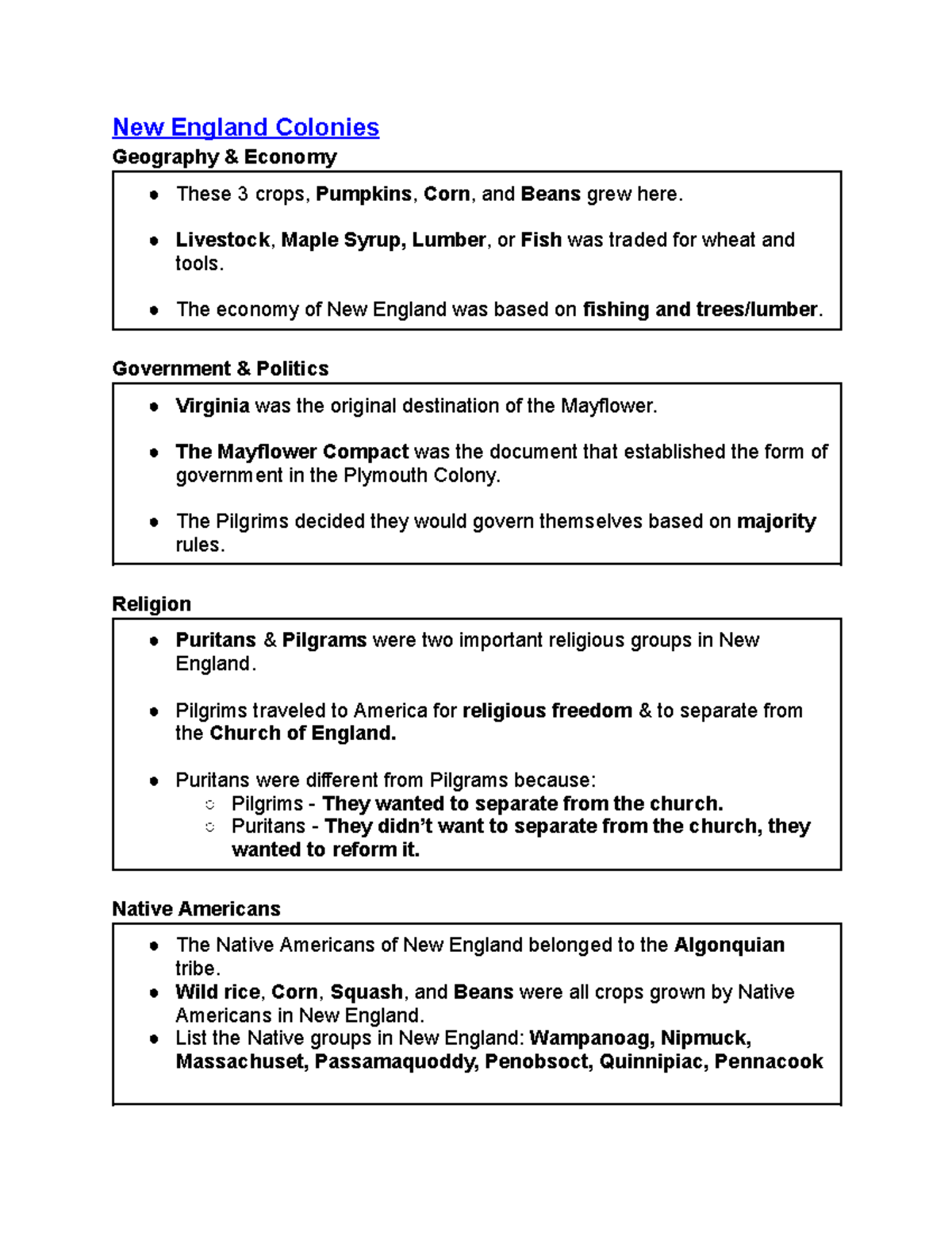 13 Colonies Unit Test Study Guide: Key Topics and Facts - Studocu