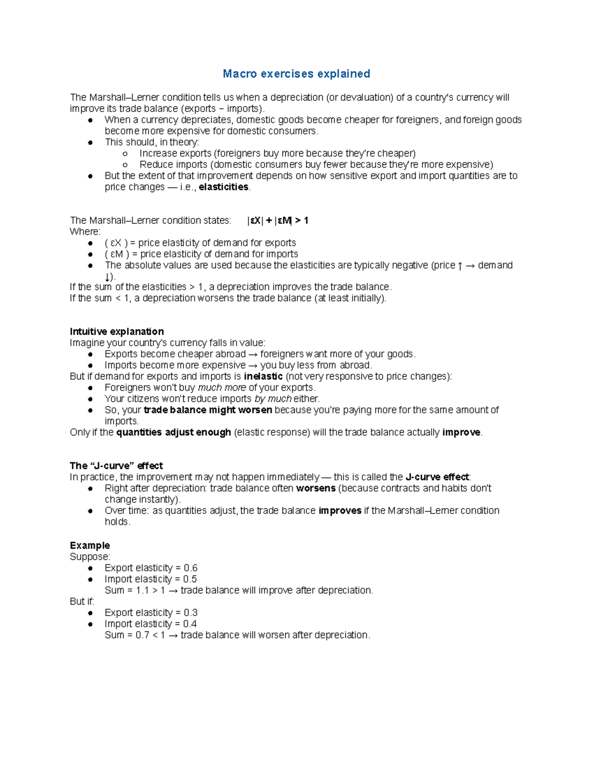 Monetary Macro Exercises Explained: Trade Balance & Elasticities ...