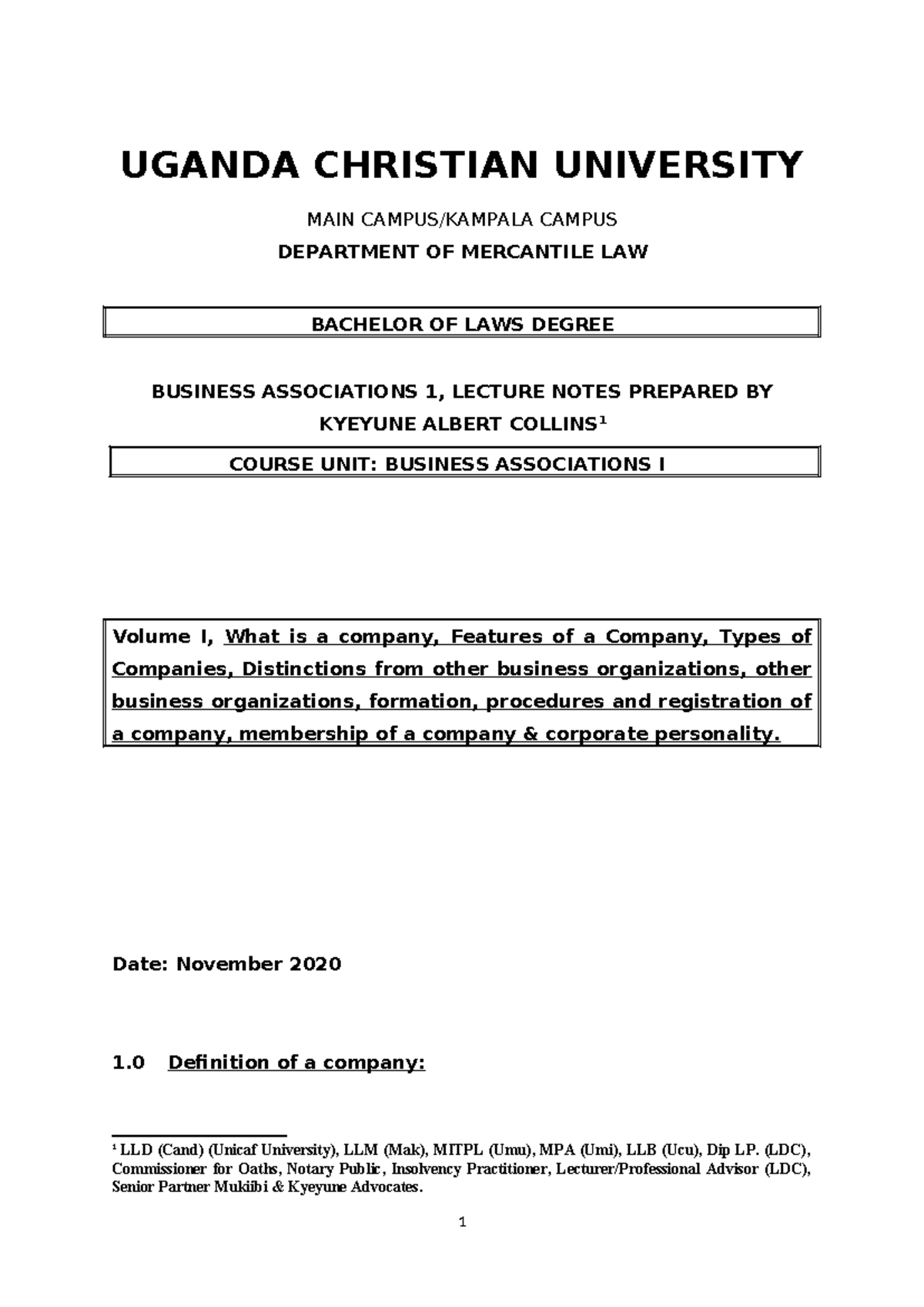 Introduction to BUsiness Associations Nov 2020- UCU - UGANDA CHRISTIAN ...