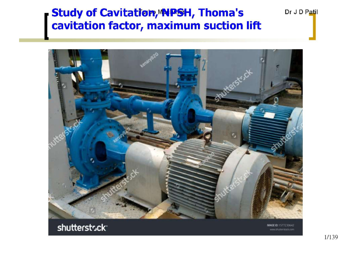 Study Material Expt 08 Study of Cavitation, NPSH, Thomas cavitation ...
