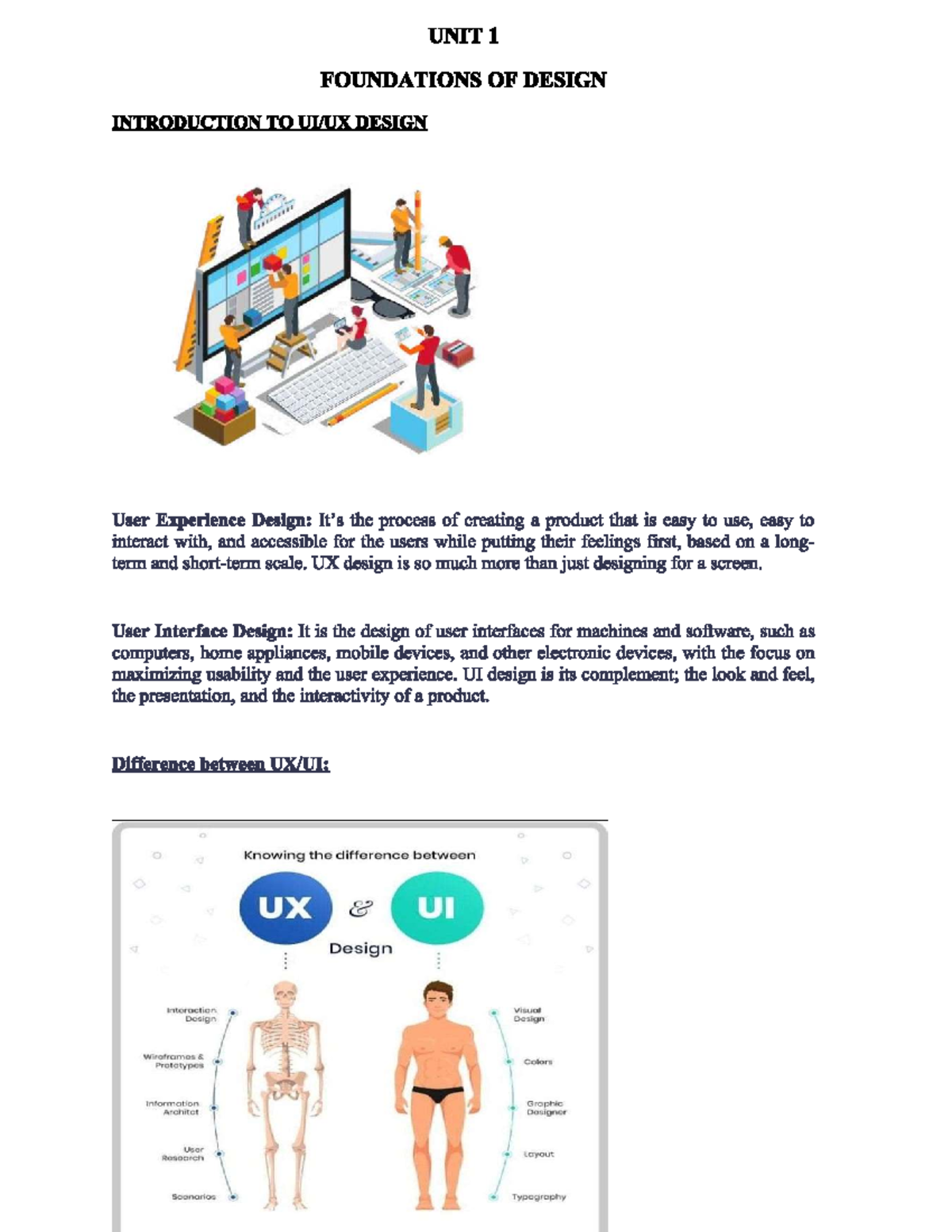 UI-UX-UNIT1: Foundations of Design & Design Thinking Process - Studocu