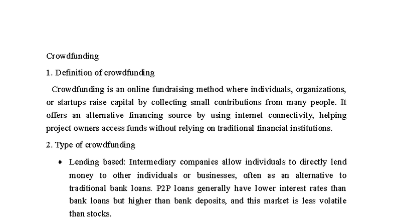 Crowdfunding Overview: Types, Benefits, and Risks - Studocu