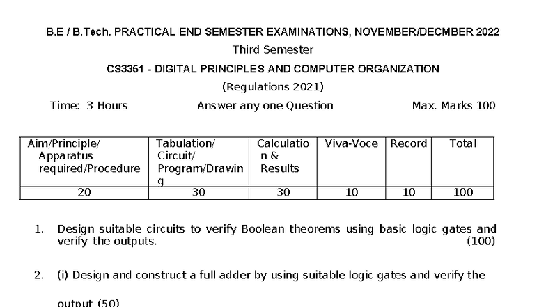 CS3351 Final Exam: Digital Principles & Computer Organization - Studocu