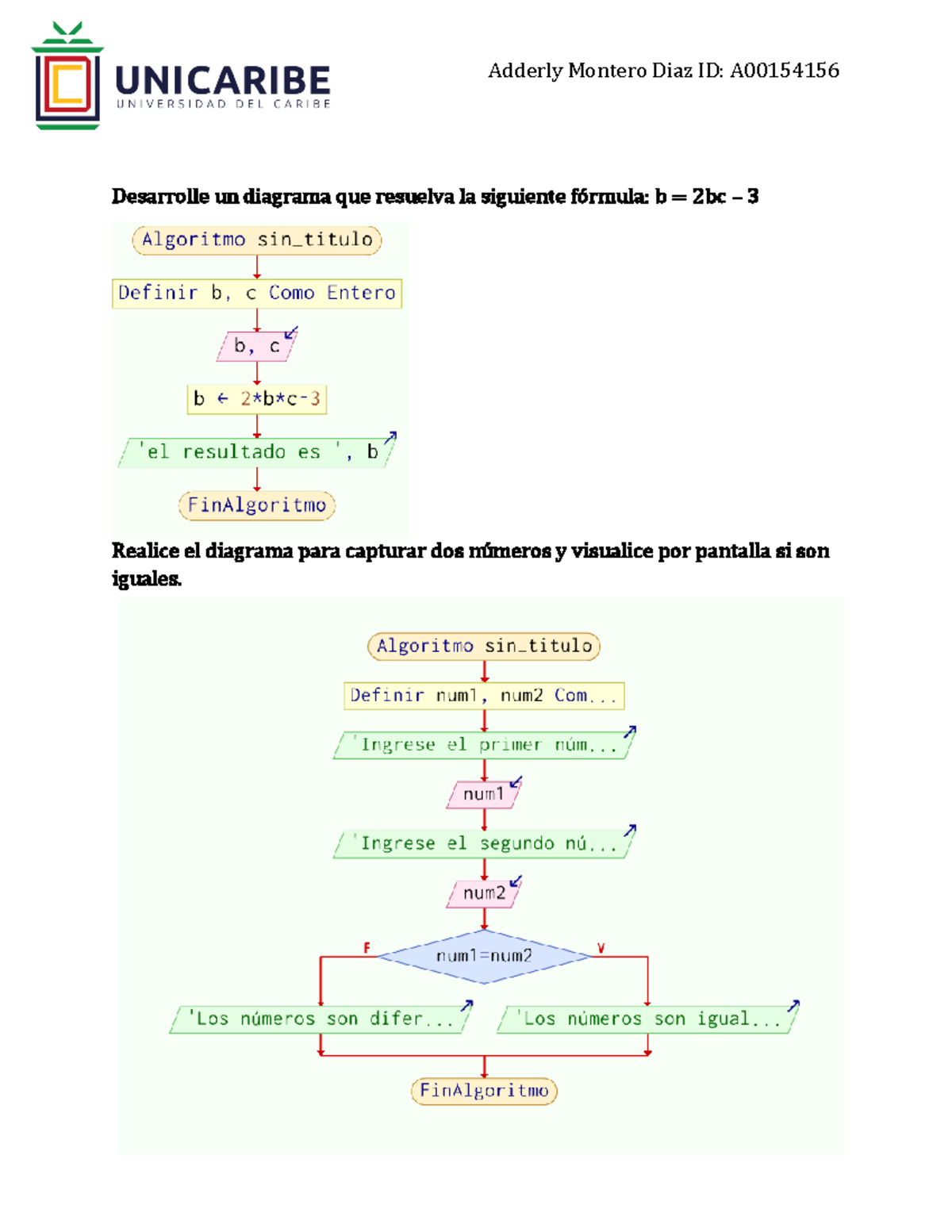 Montero-Adderly ejercicios - Desarrolle un diagrama que resuelva la ...