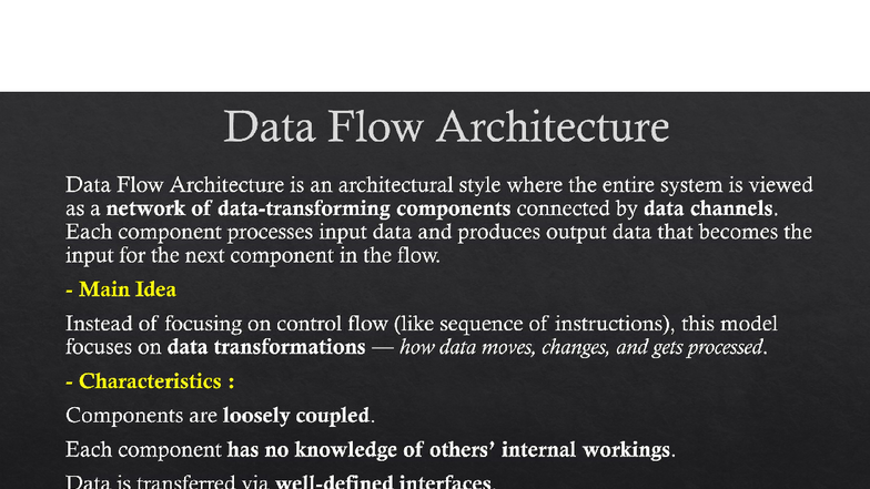 Data Flow Architecture: Understanding Filters and Pipes - Studocu