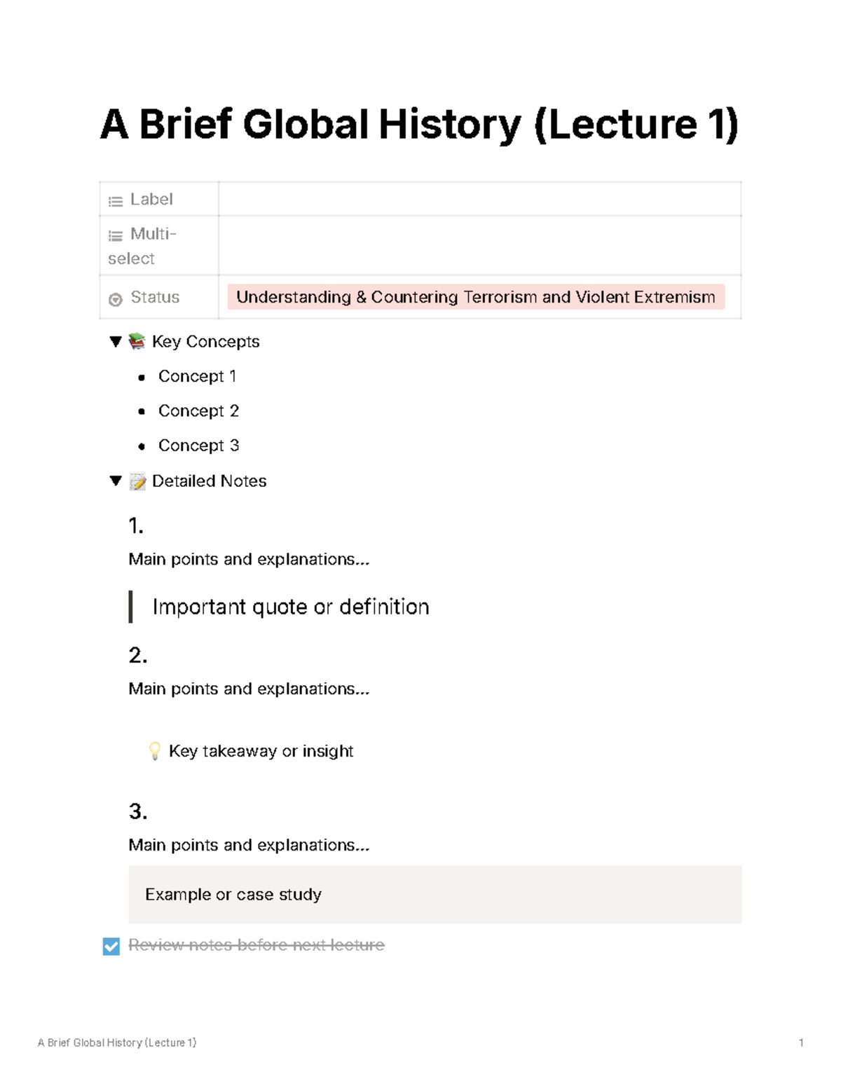 A Brief Global History of Extremism (Lecture 1) Notes - Studocu
