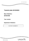 STA1510 - Unisa - Basic Statistics - Studocu