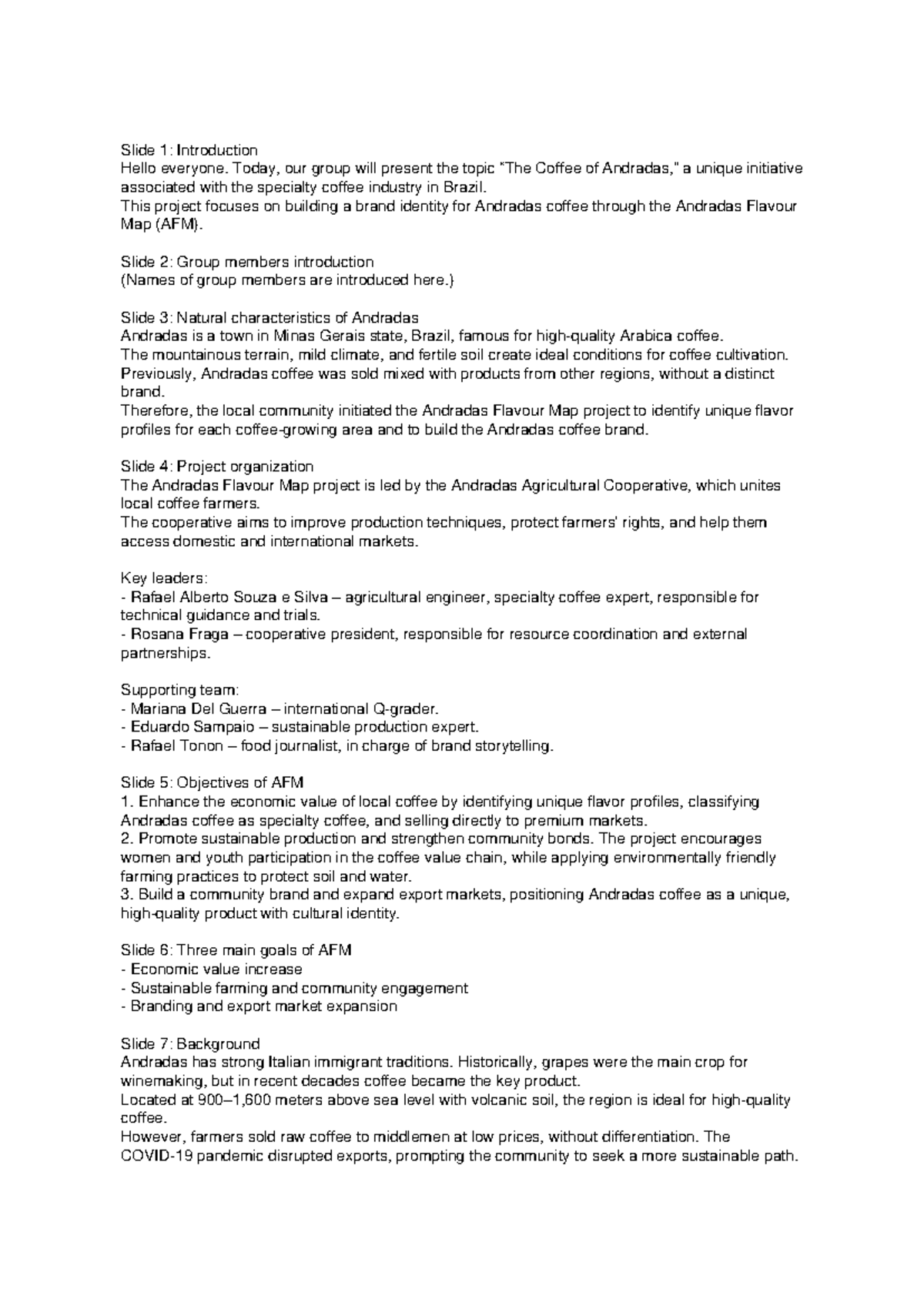 PTBV Nhom6: Andradas Coffee Flavour Map Project Overview - Studocu