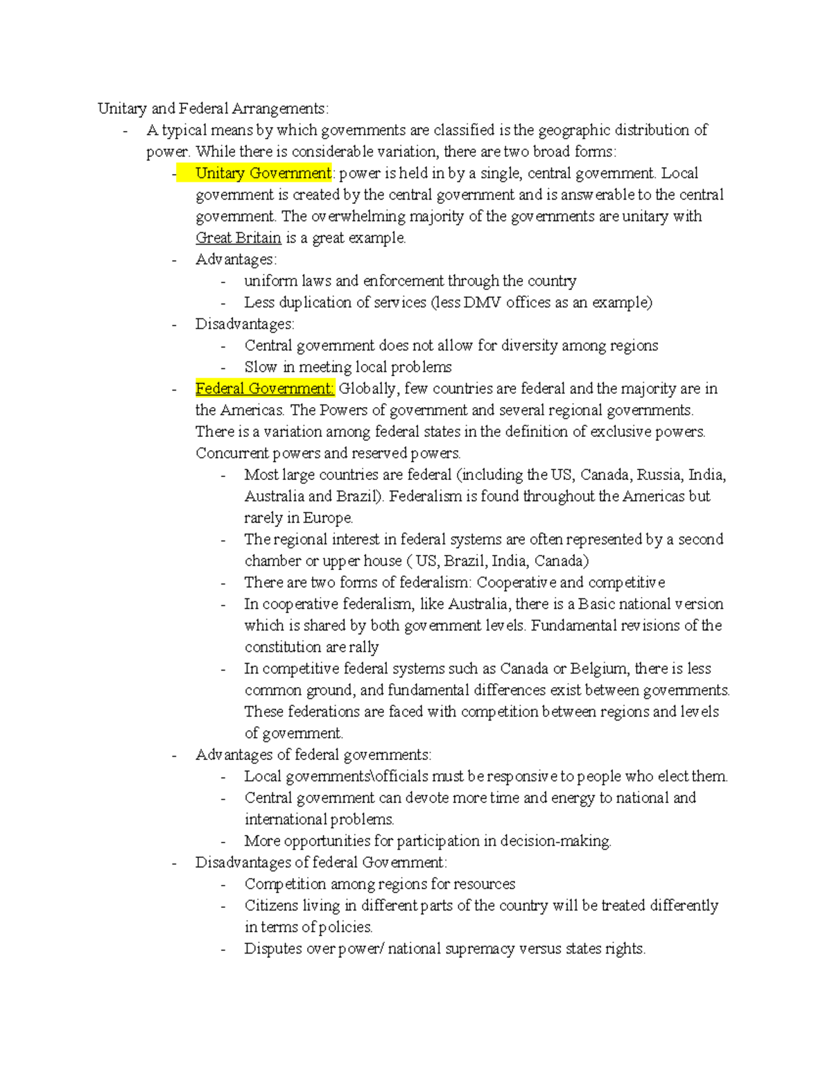 Comparison of Unitary and Federal Governments: Pros and Cons Analysis ...