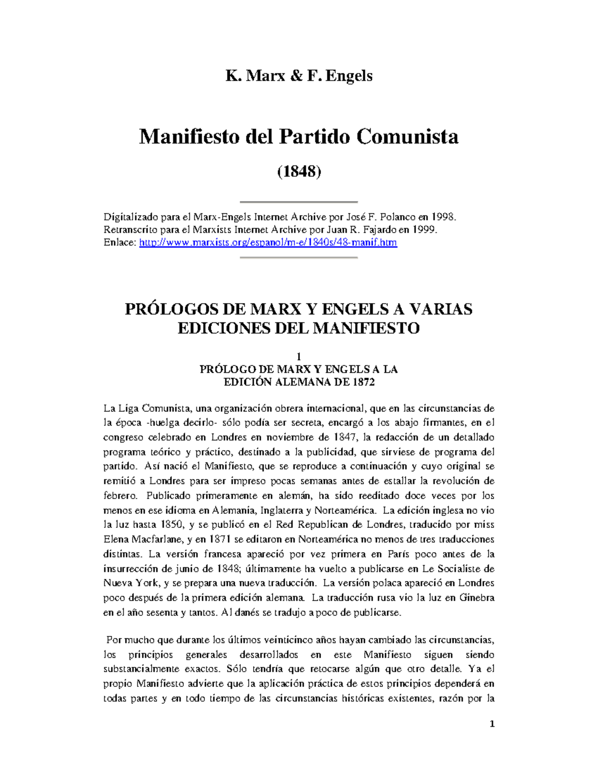 MARX 1848: Análisis del Manifiesto del Partido Comunista - Studocu