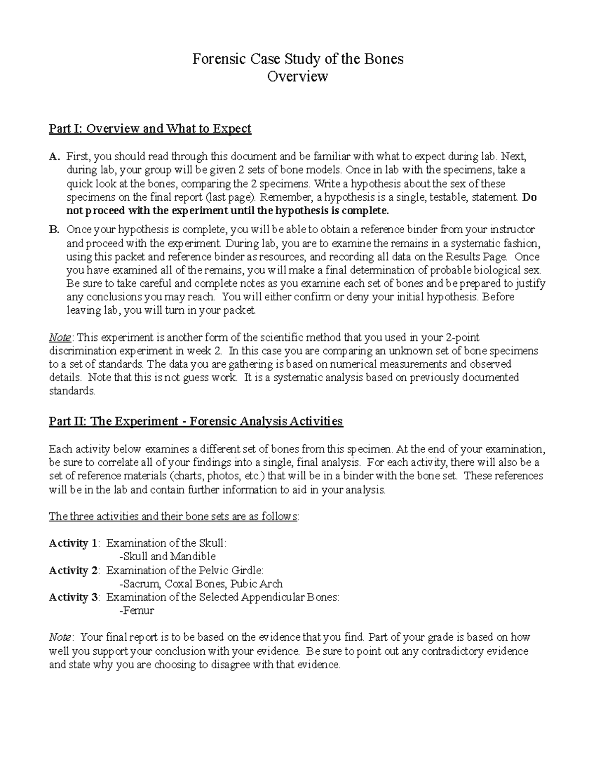 Forensics Experiment Case Study S20 2: Bone Analysis Overview - Studocu