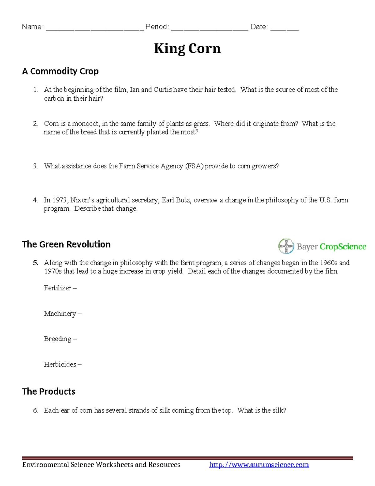 ENG 101: "King Corn Documentary Study Guide and Analysis Questions" - Studocu