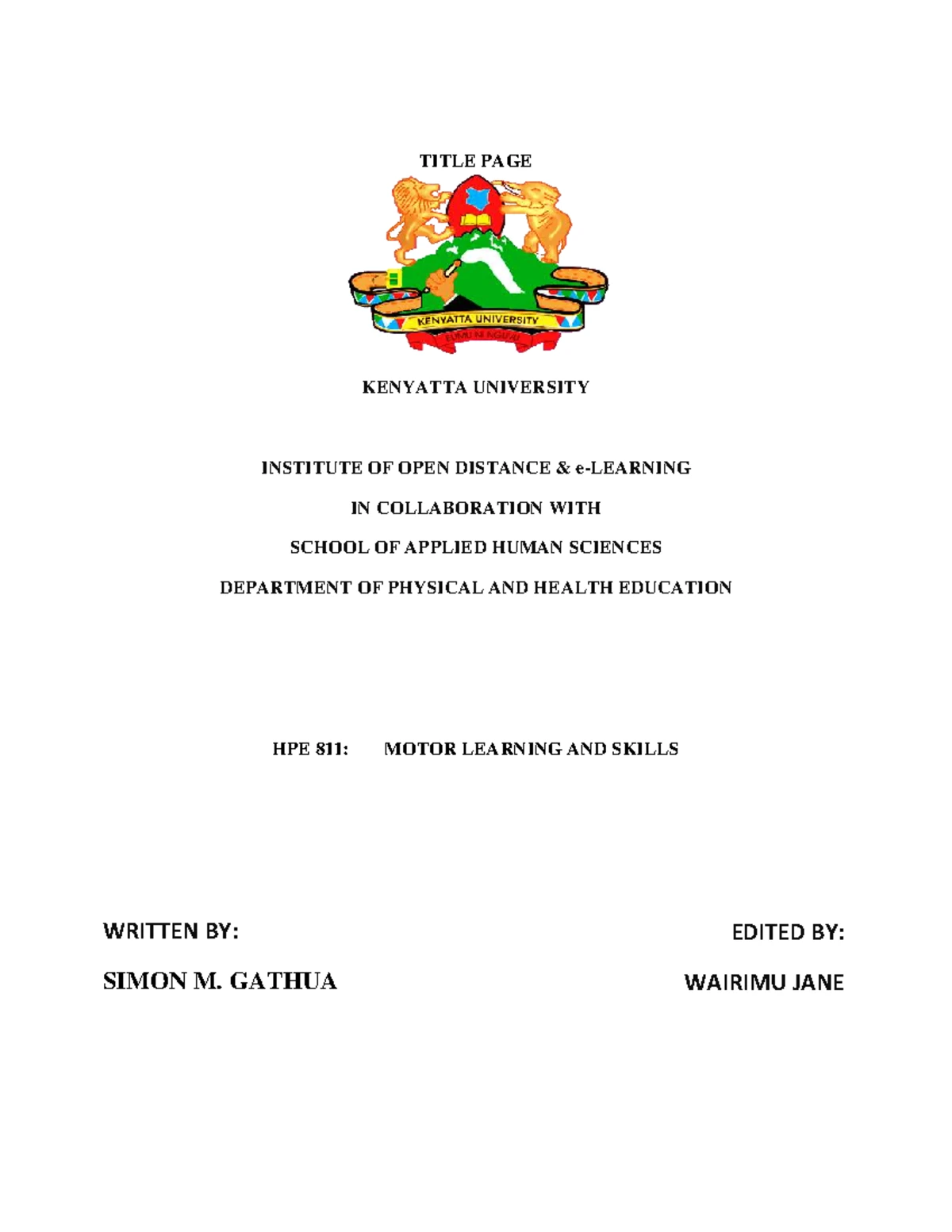 Motor Learning and Skills Notes (PE 101) - Comprehensive Overview - Studocu