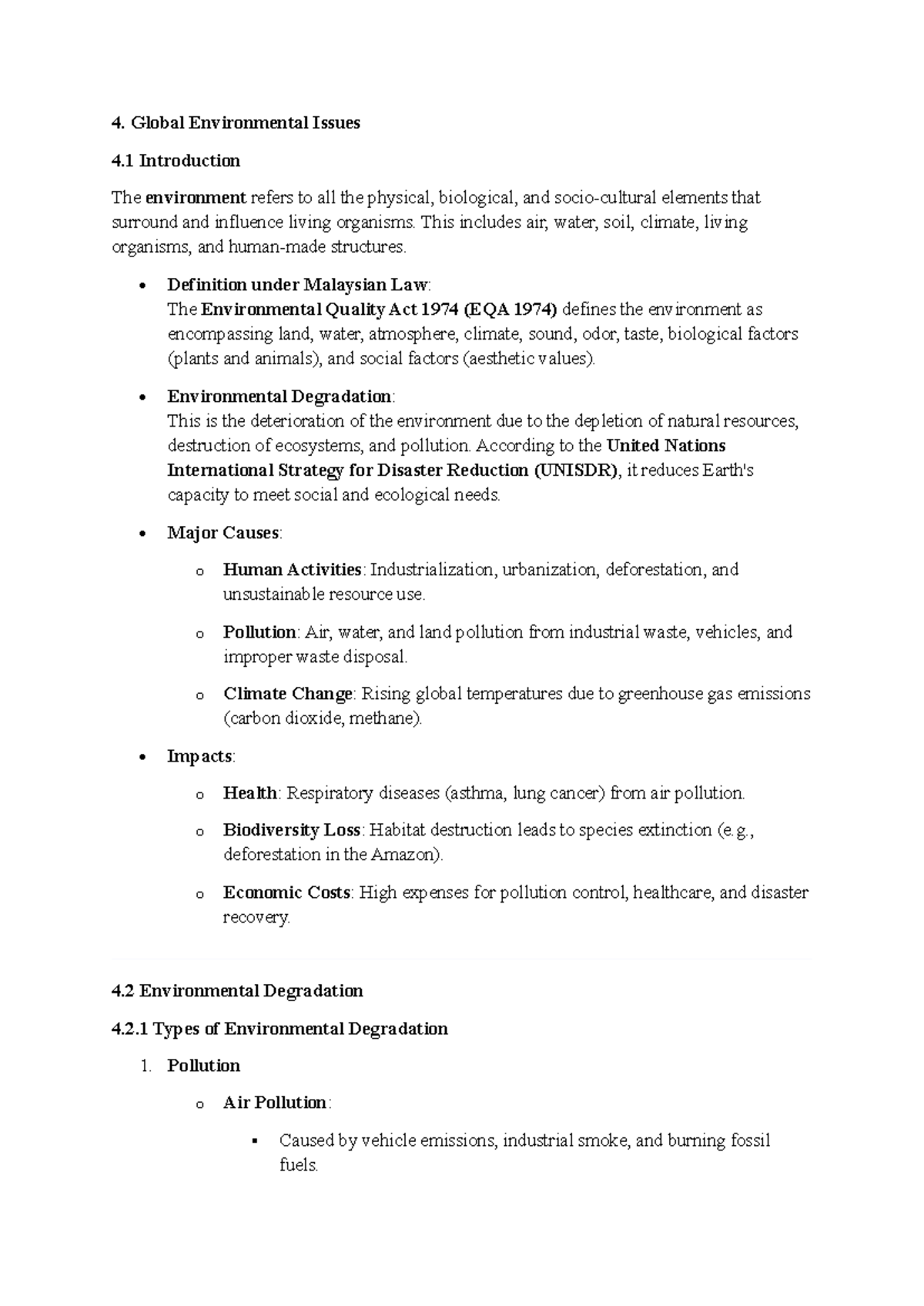 CHAP 4: Global Environmental Issues and Degradation Overview - Studocu