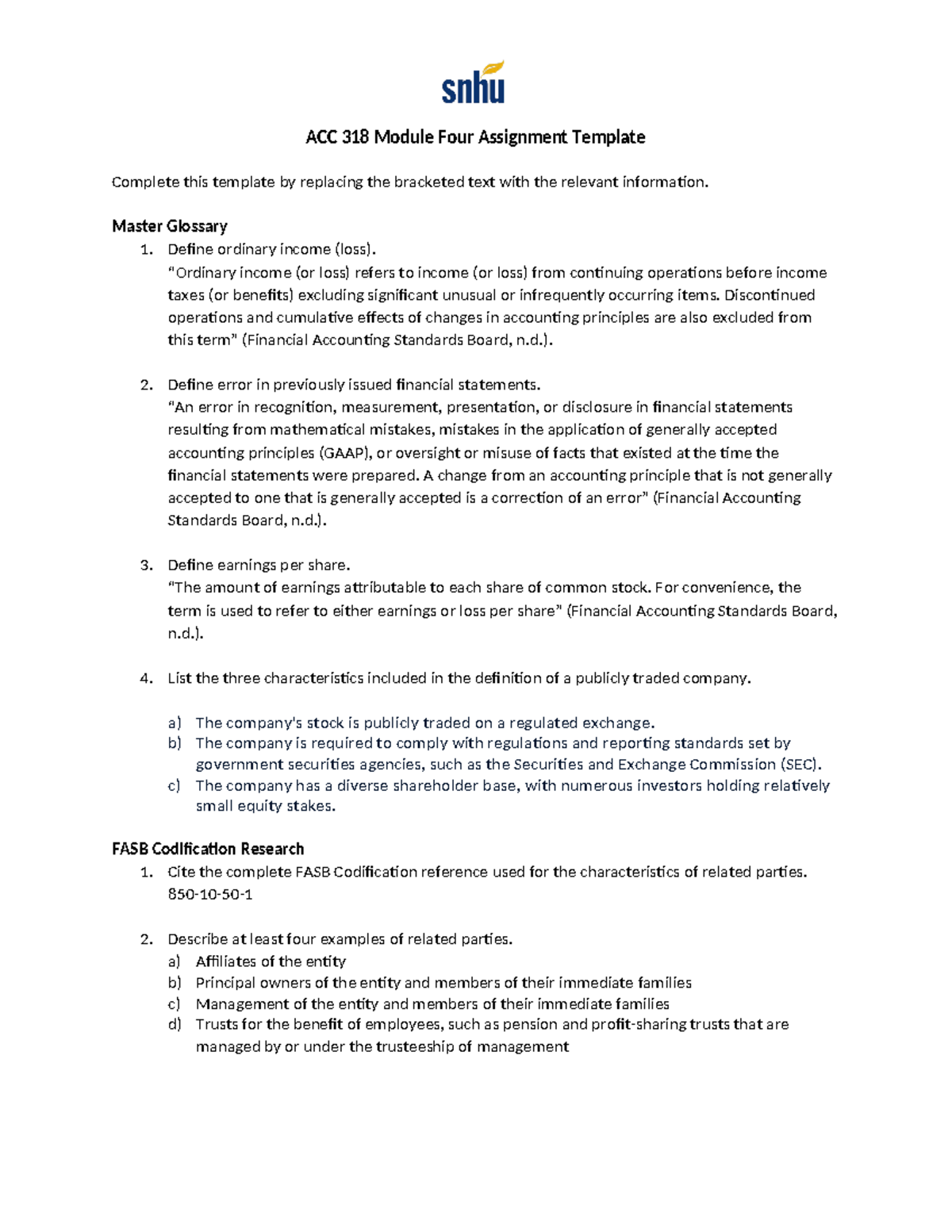 ACC 318, 4-2 - ACC 318, 4-2 - ACC 318 Module Four Assignment Template ...