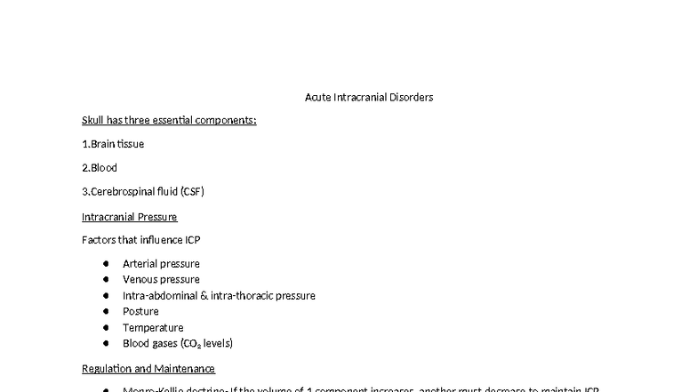 Acute Intracranial Disorders: Understanding ICP and Cerebral Edema ...