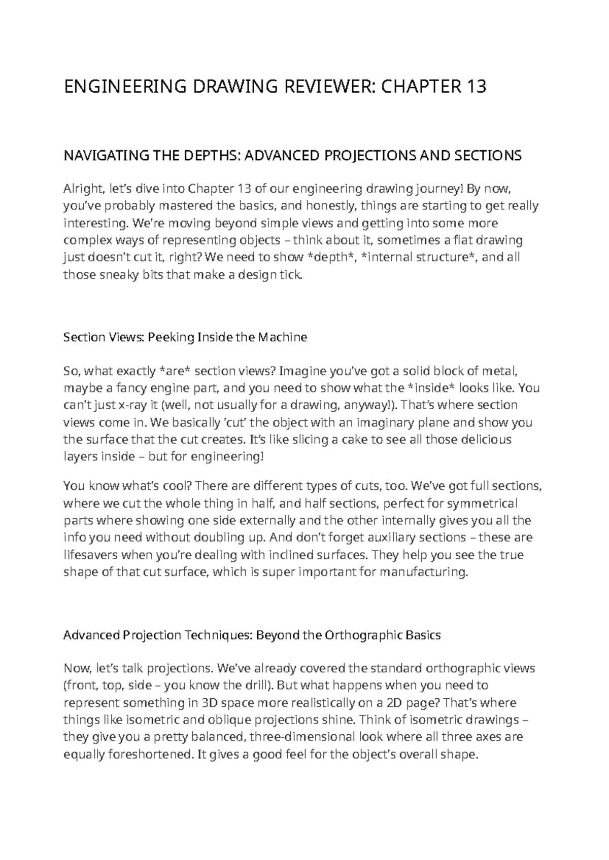 ENGR 101: Chapter 13 Review - Advanced Projections & Sections - Studocu