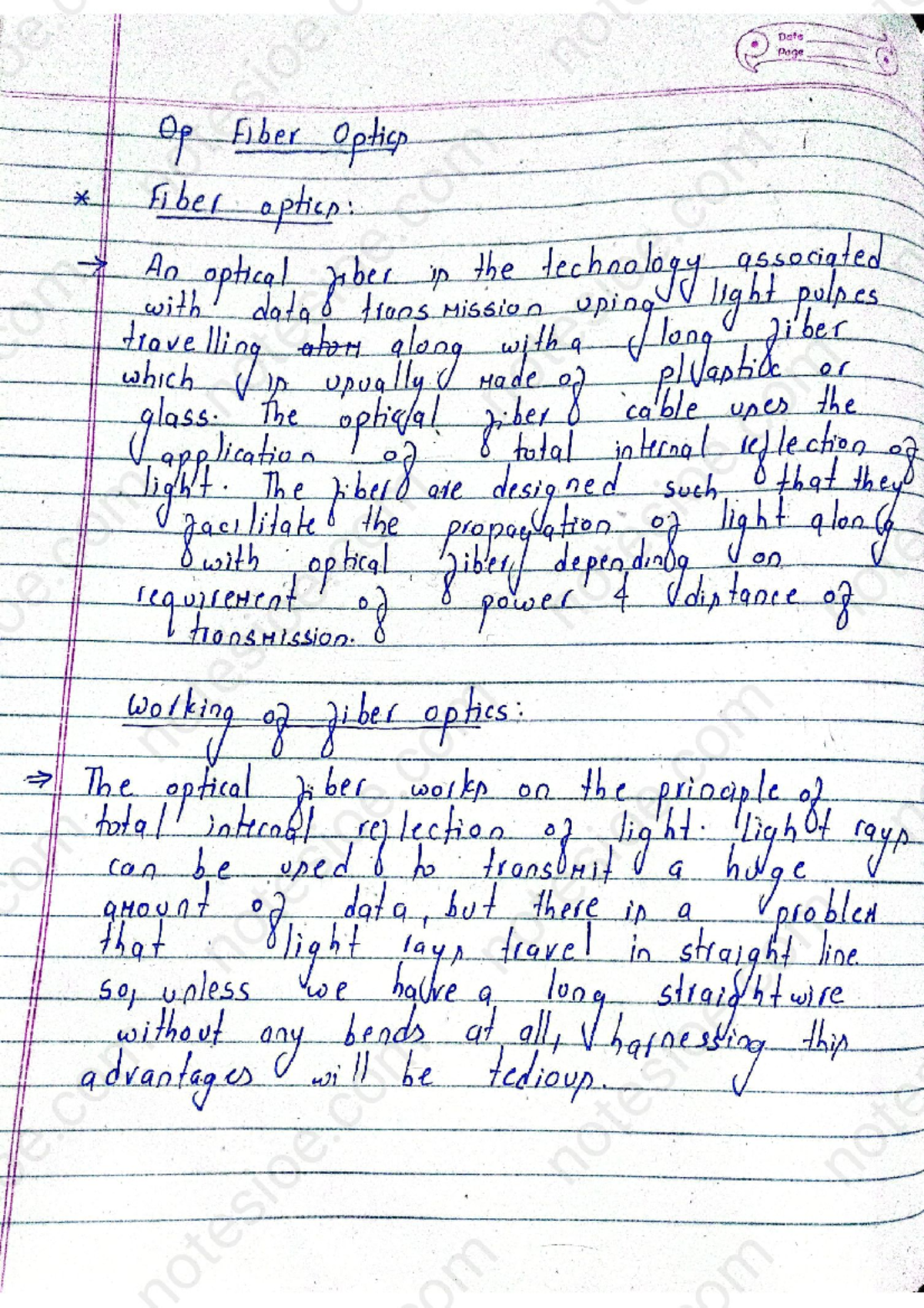 Fiber optics - Notes - Date Page Op Fiber Opticp Fiber option: An ...