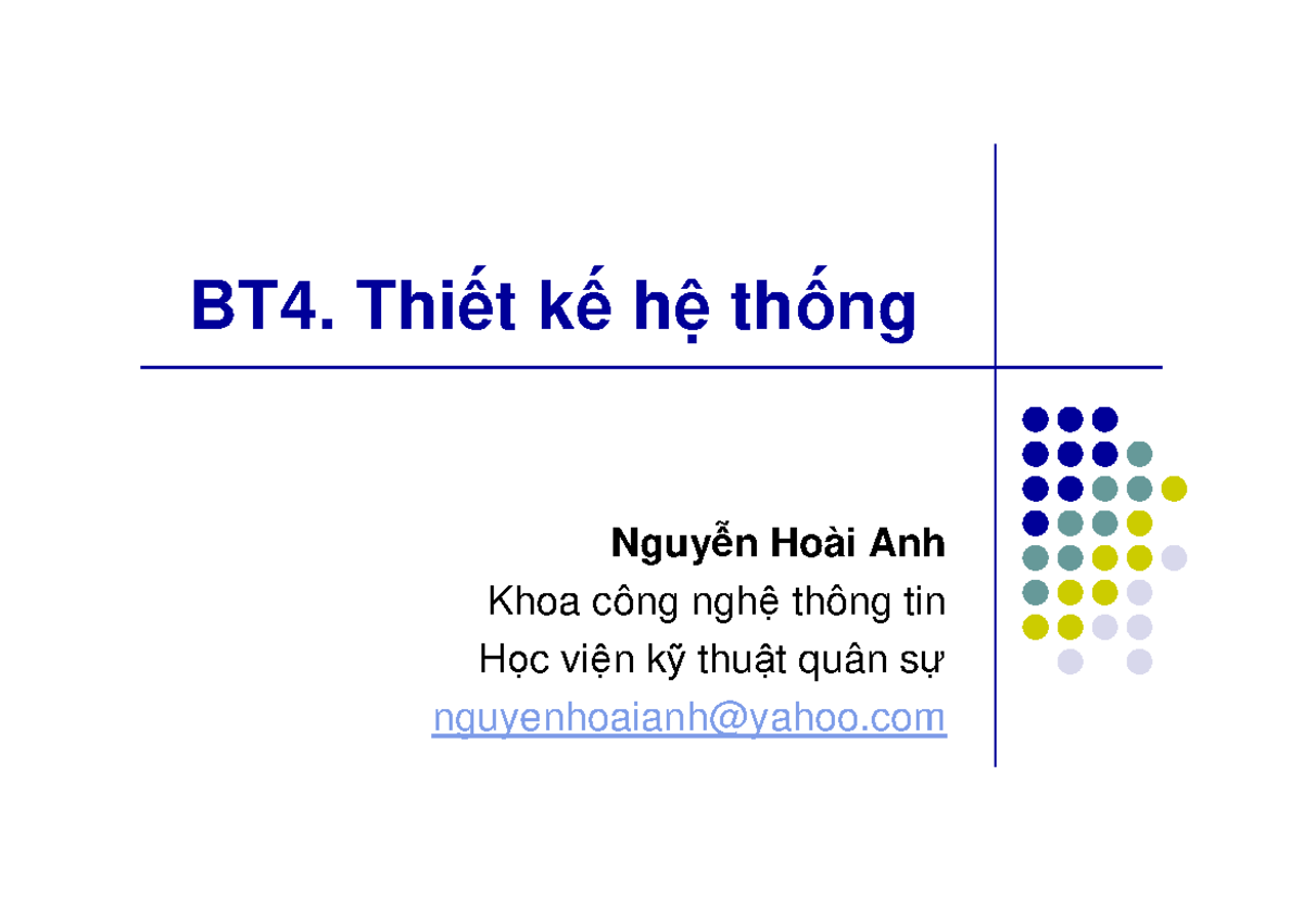 Tuan13 BT4-Thietke HT P1 - BT4. Thi t k h th ng Nguy n Hoài Anh Khoa ...