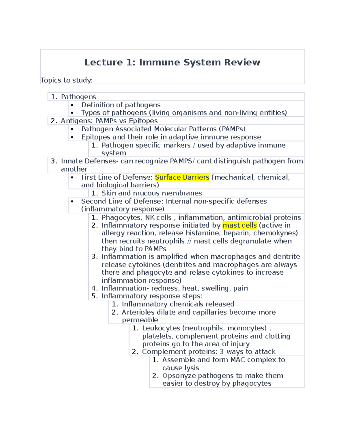 Bio 4 Final Exam Study Guide: Immune System and Hypersensitivity - Studocu