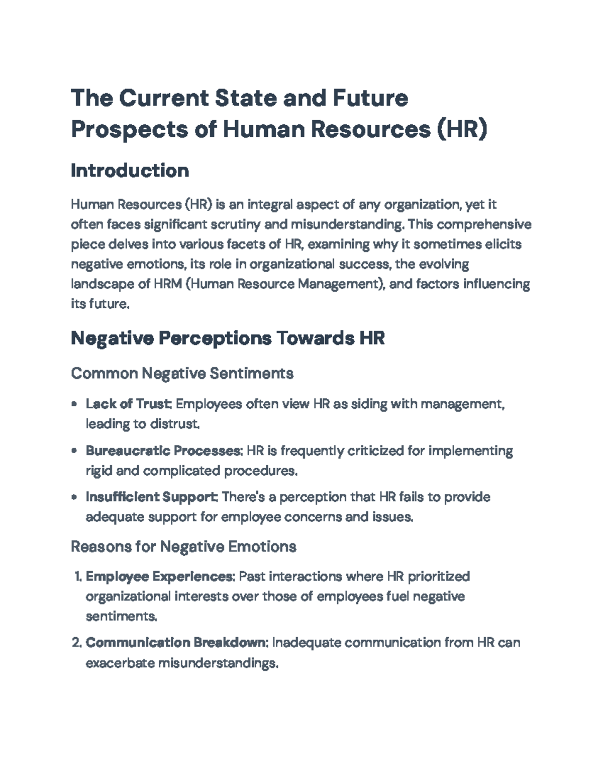 HR Perspectives: Current Challenges and Future Directions Analysis ...