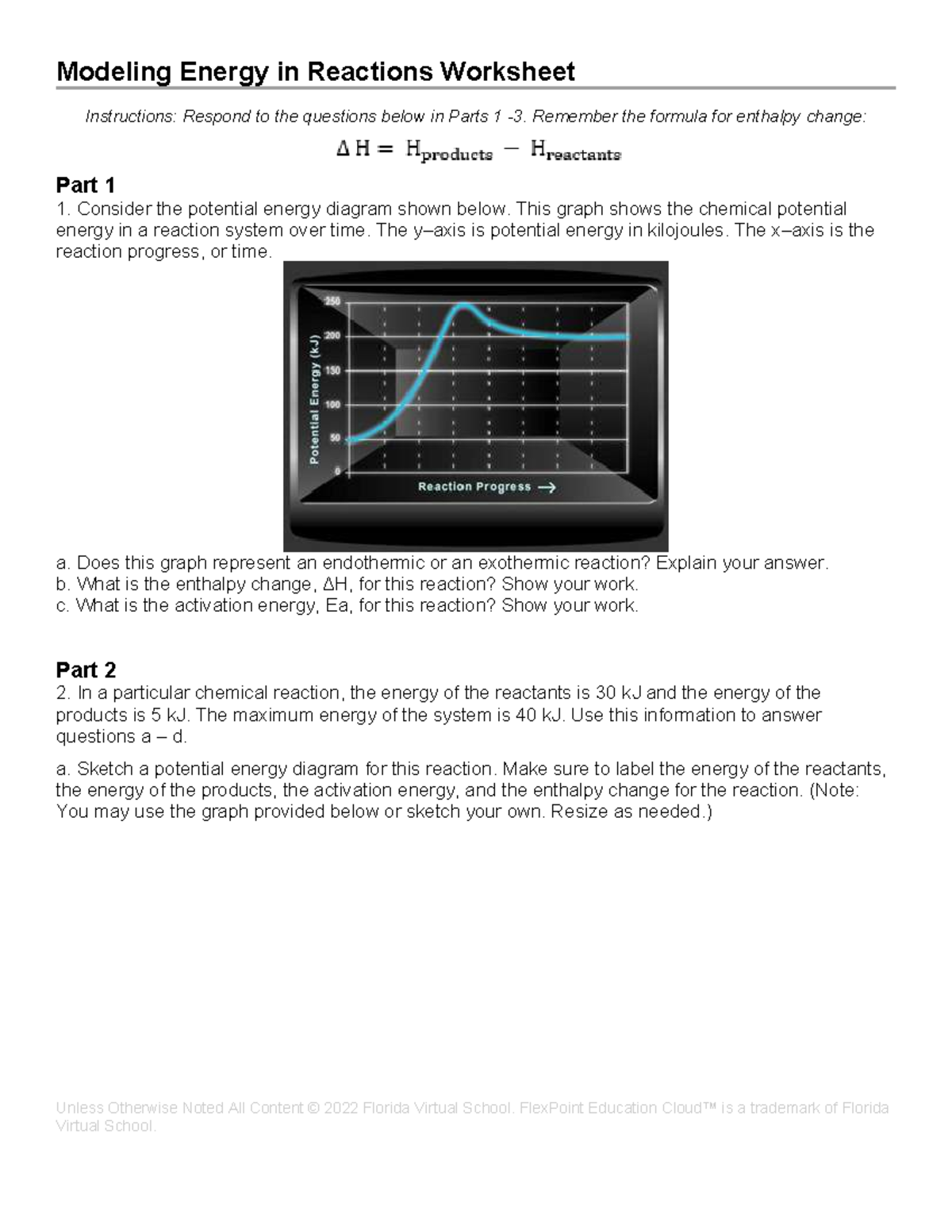 6.04H - Worksheet on Energy in Chemical Reactions - Studocu