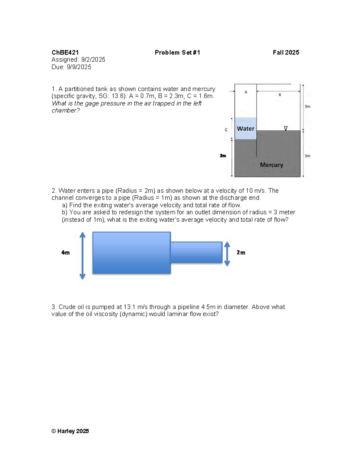 ChBE421 Problem Set 1 Solutions - Fall 2025 - Studocu