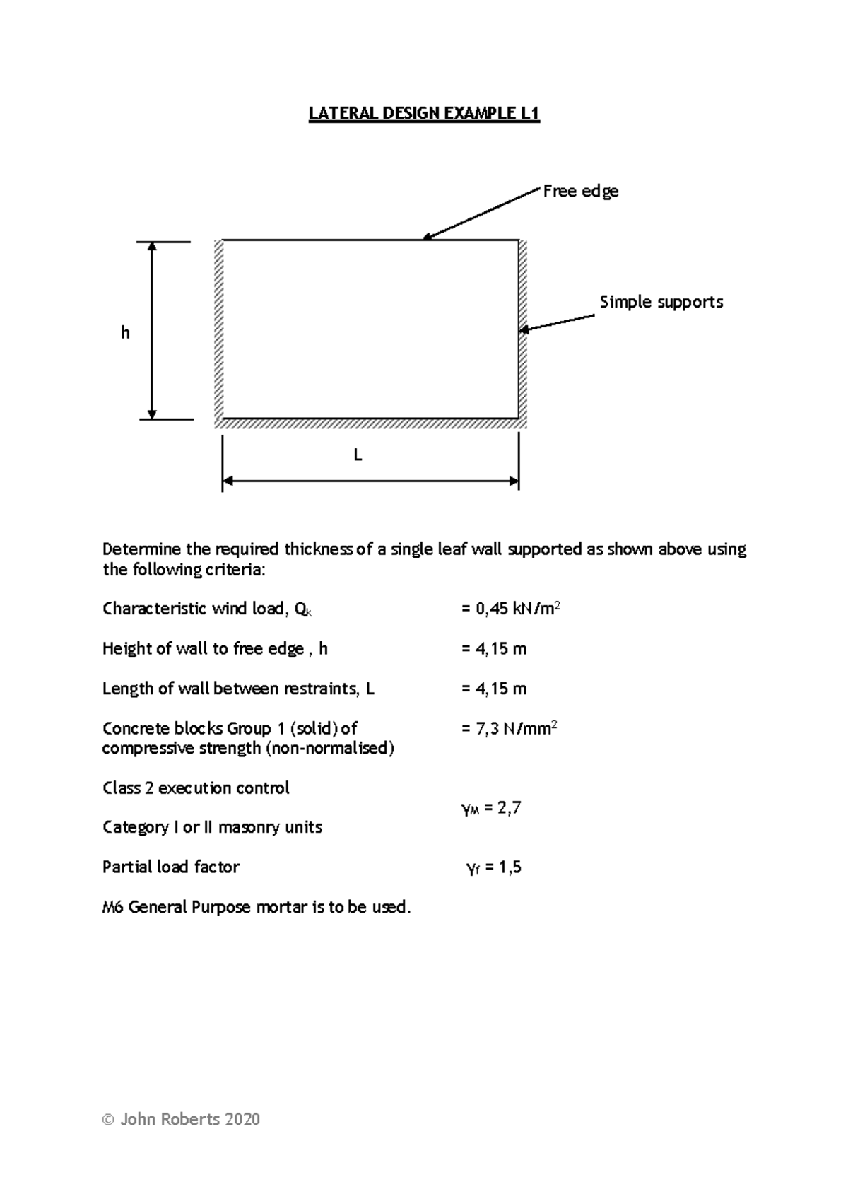 L1 design example 2020 - Practice - © John Roberts 20 20 LATERAL DESIGN ...