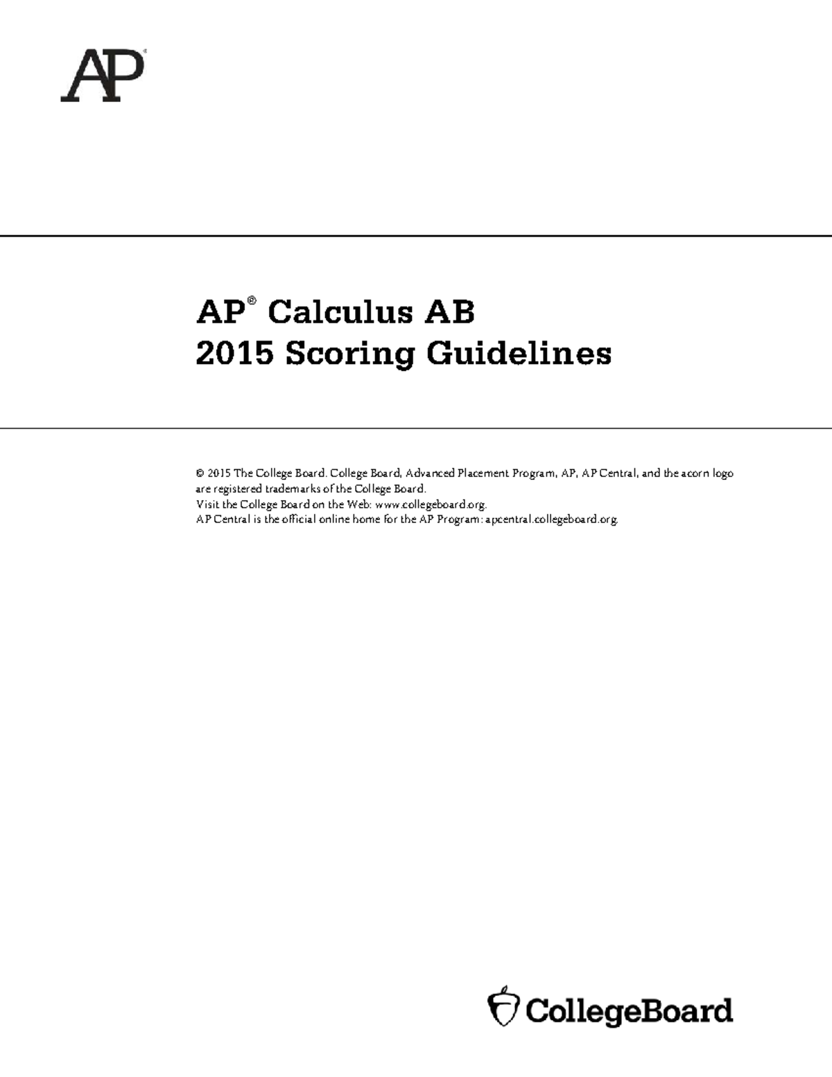2015 AP Calculus AB Scoring Guidelines and Solutions - Studocu