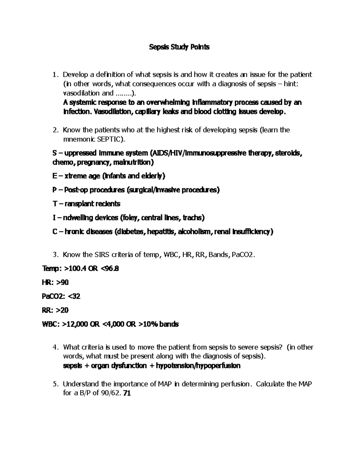 Sepsis Study Points - Understanding Pathophysiology and Risk Factors ...
