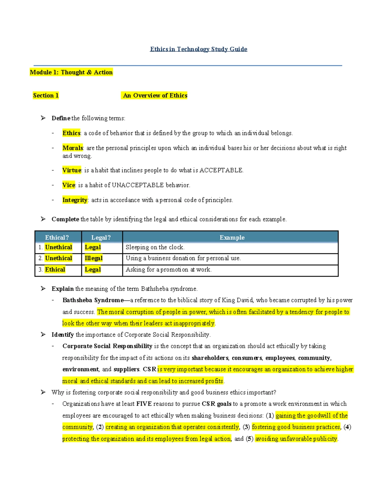 D333 - Ethics in Technology - This guide can be used in preparation for ...