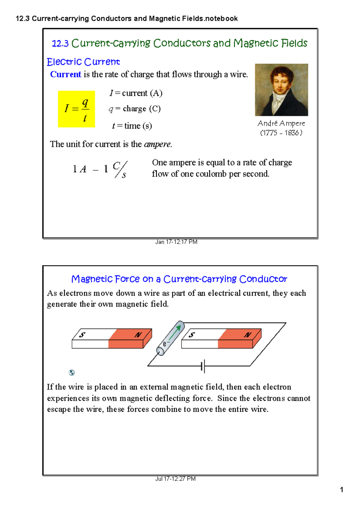 12.3 Current-carrying Conductors and Magnetic Fields - Jan 1712:17 PM ...