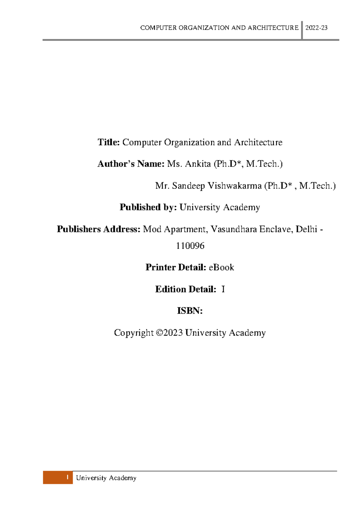 COA 101 Lecture Notes: Computer Organization & Architecture Overview ...