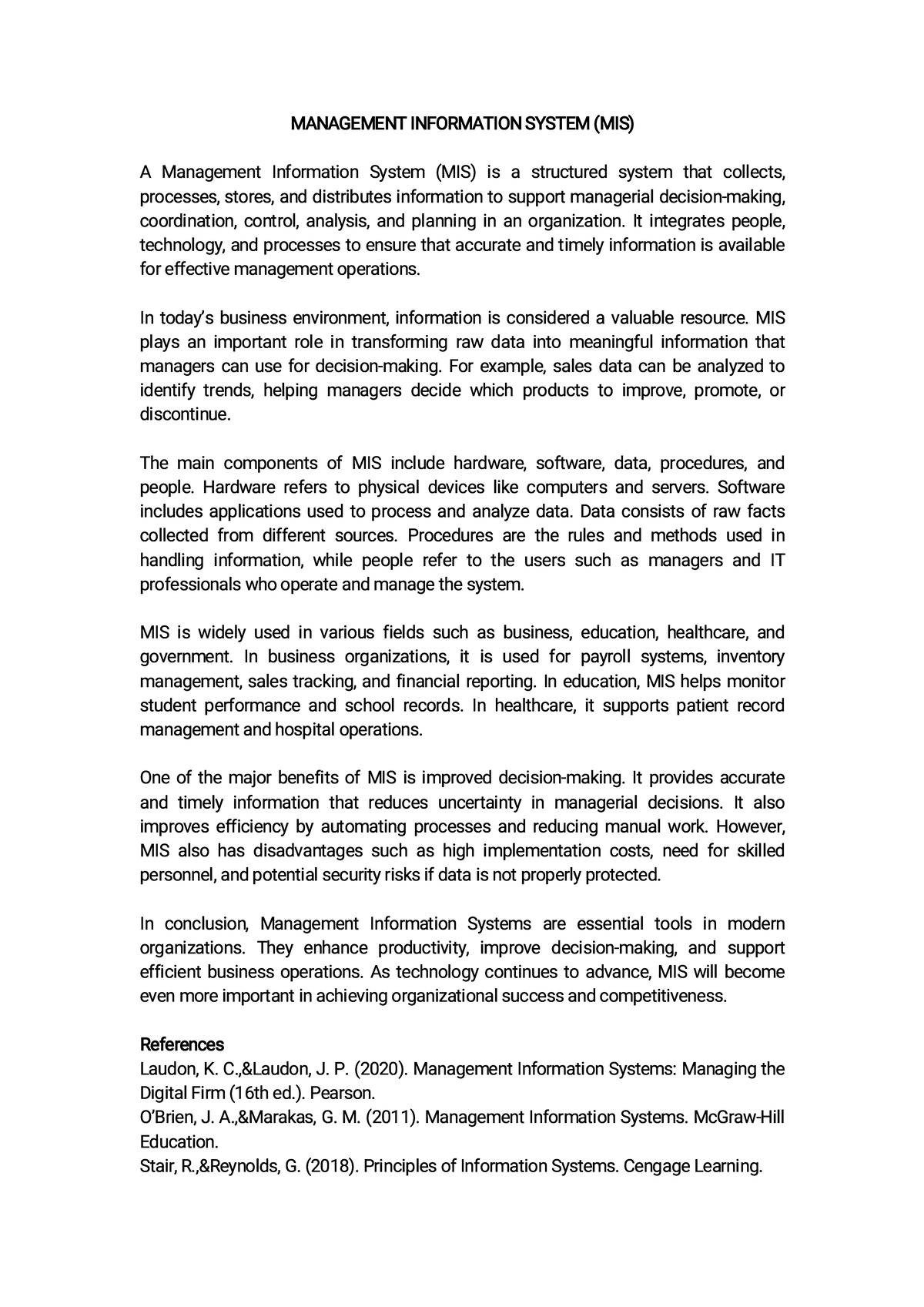 MIS Research No.3: Understanding Management Information Systems - Studocu