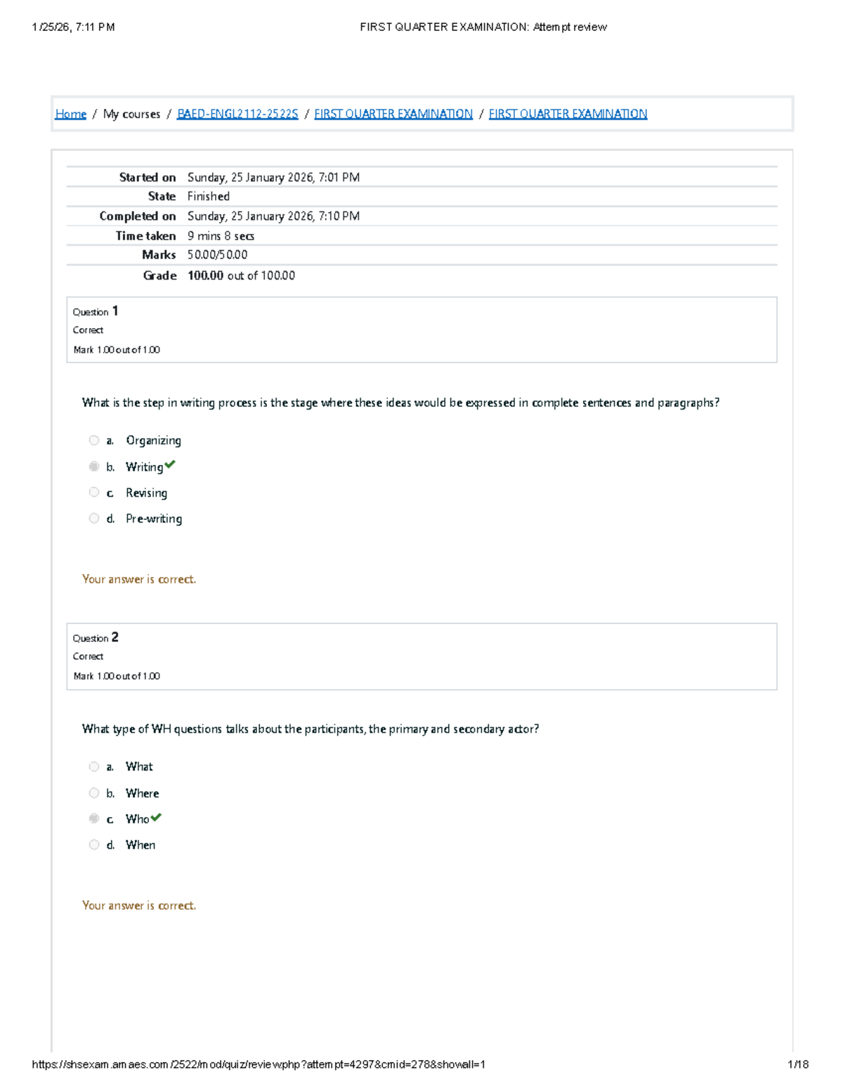 Reading and Writing Skills 1st Qtr Exam Review - Studocu
