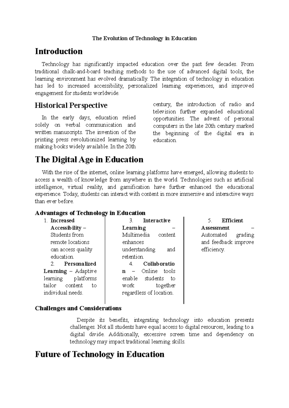 EDU 101: The Evolution of Technology in Education - Studocu
