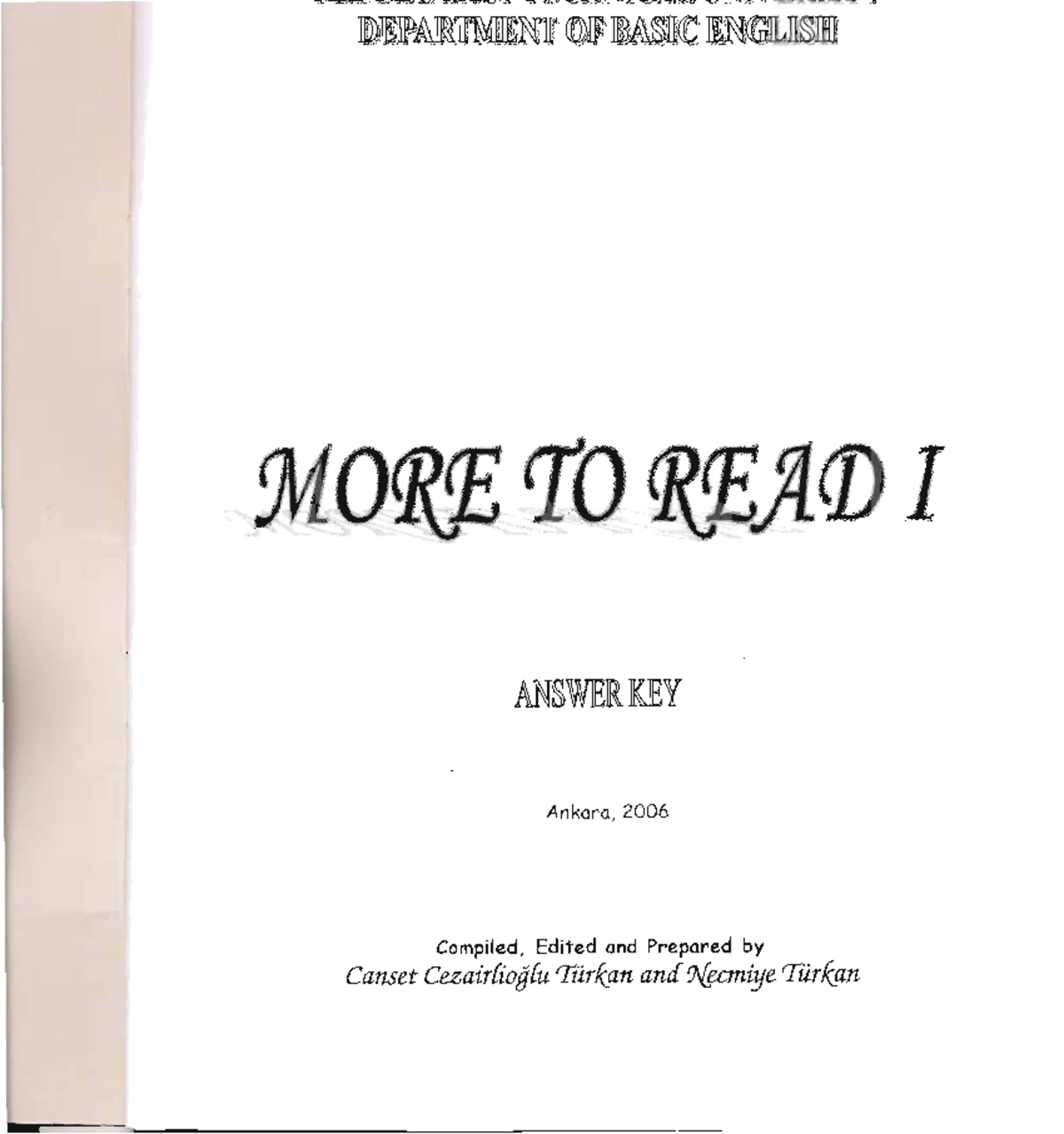 More To Read I: Comprehensive Answer Key and Exercises - Studocu