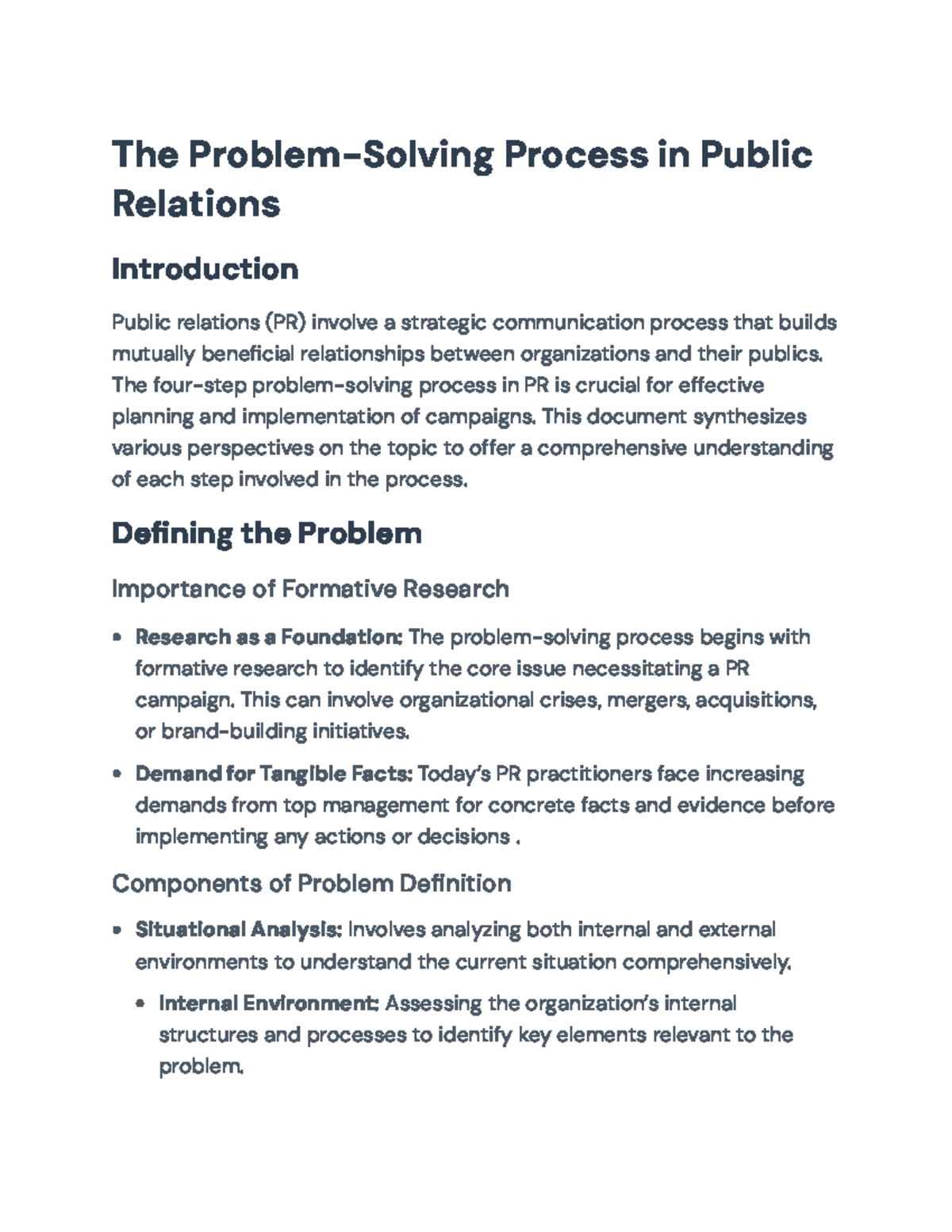 Strategic Problem-Solving Process in PR: A Comprehensive Overview - The ...