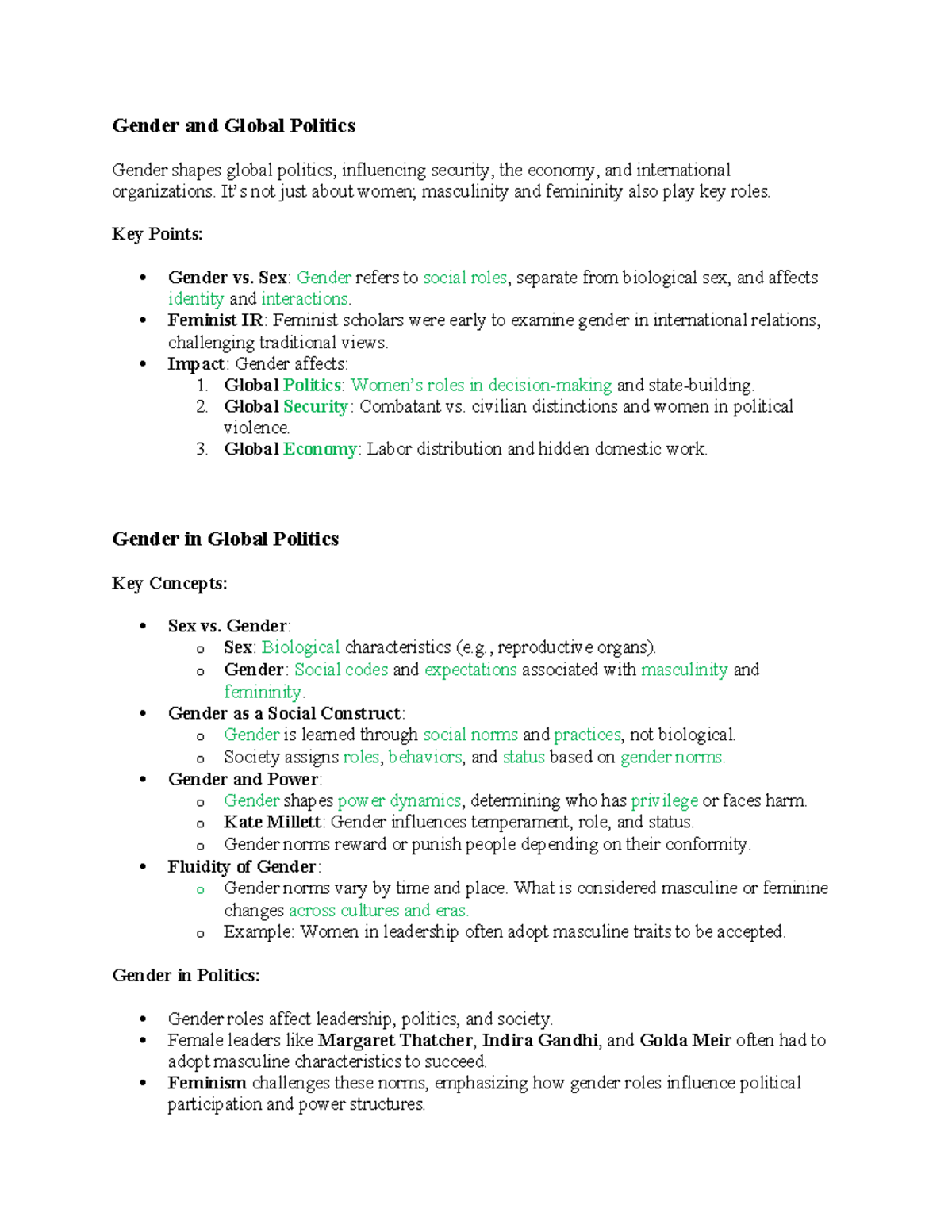 Ch 5 - this course is about gender - Gender and Global Politics Gender ...